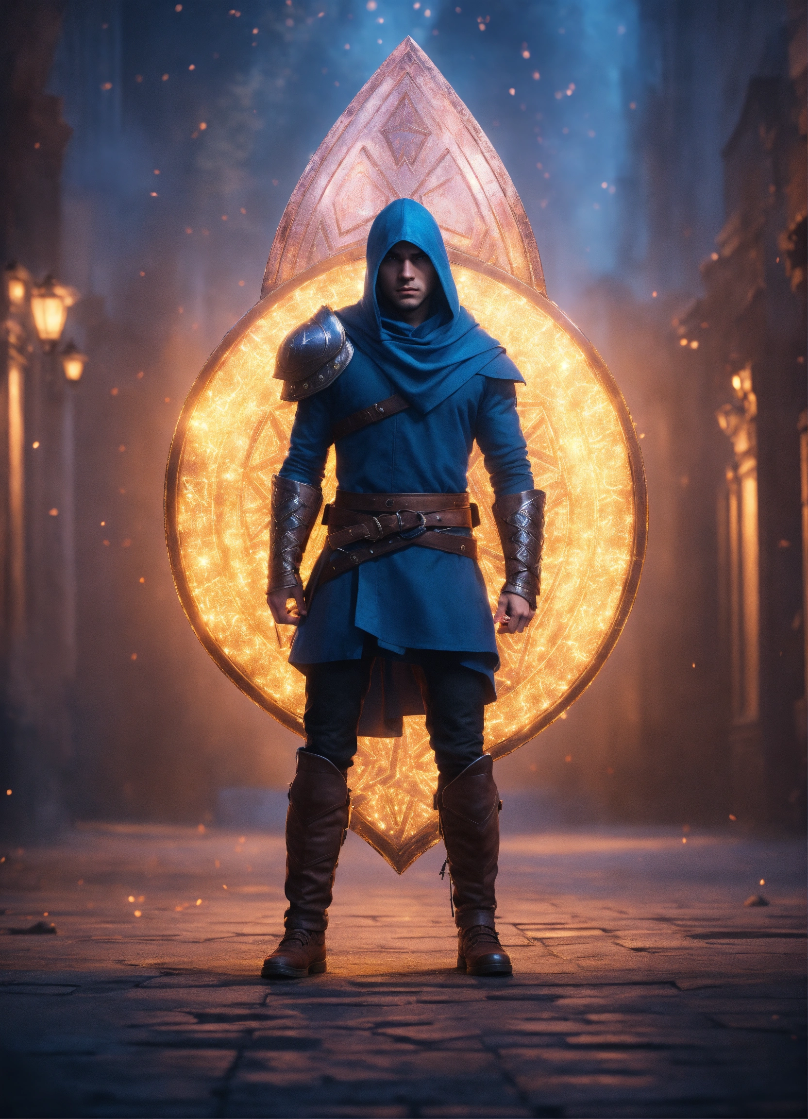 Lexica - A realistic full body portrait of a young male rogue, indigo ...