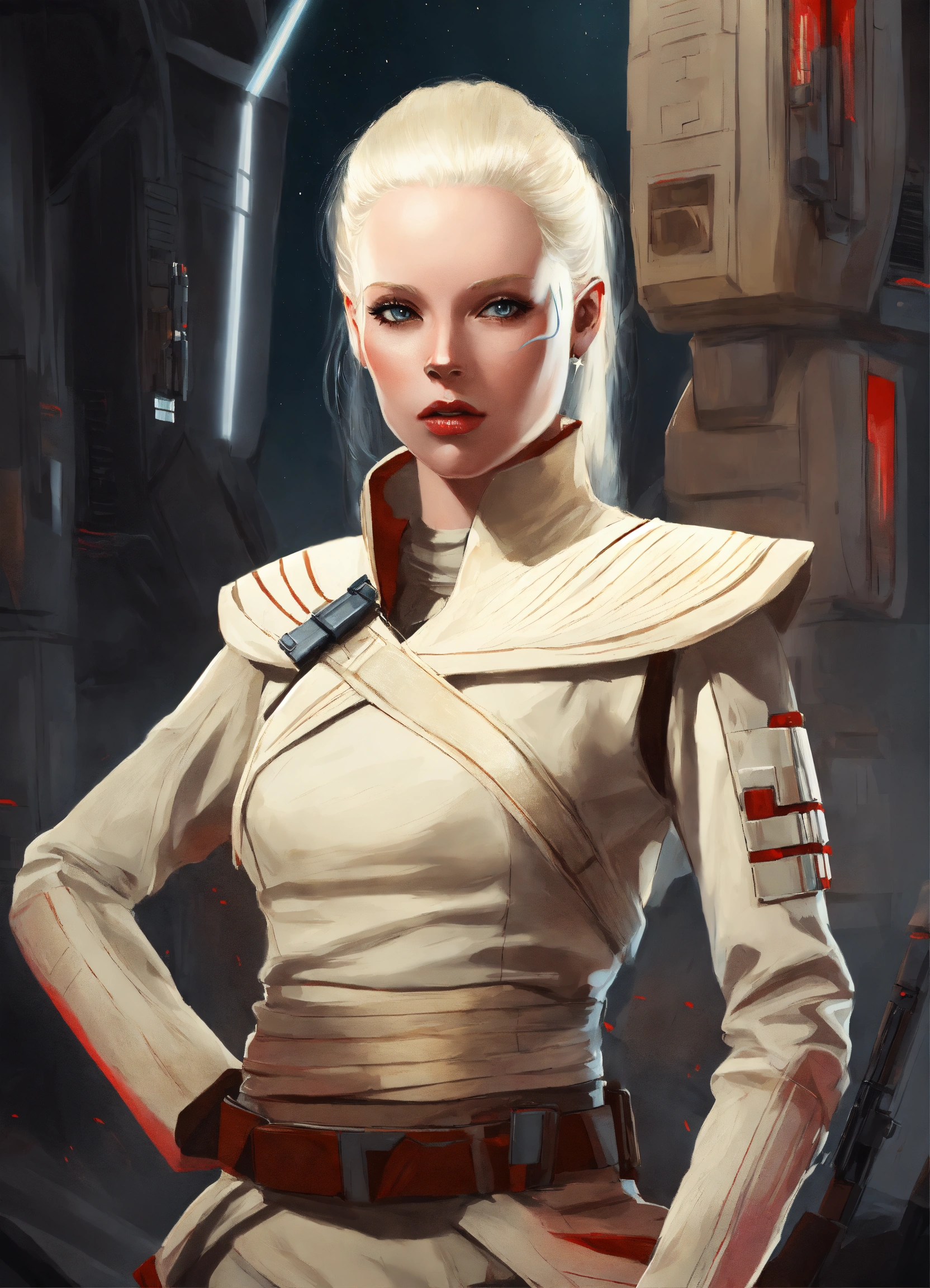 Lexica - Digital art of a Star Wars albino woman Rebel.