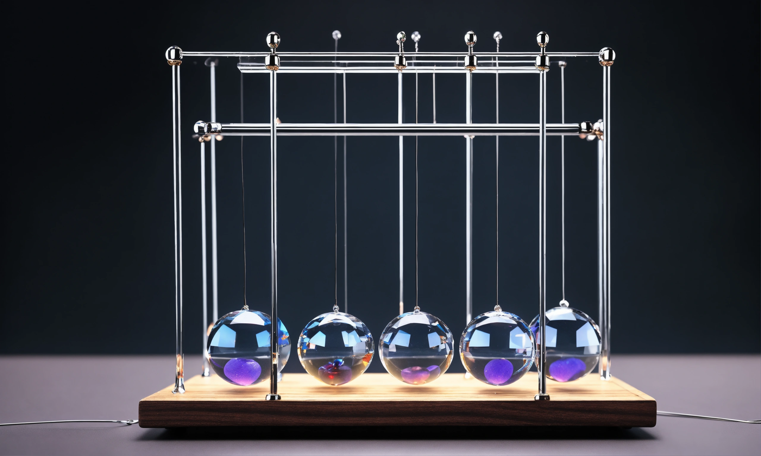 Lexica - Newton cradle, five crystal clear transparent pendulums, one ...