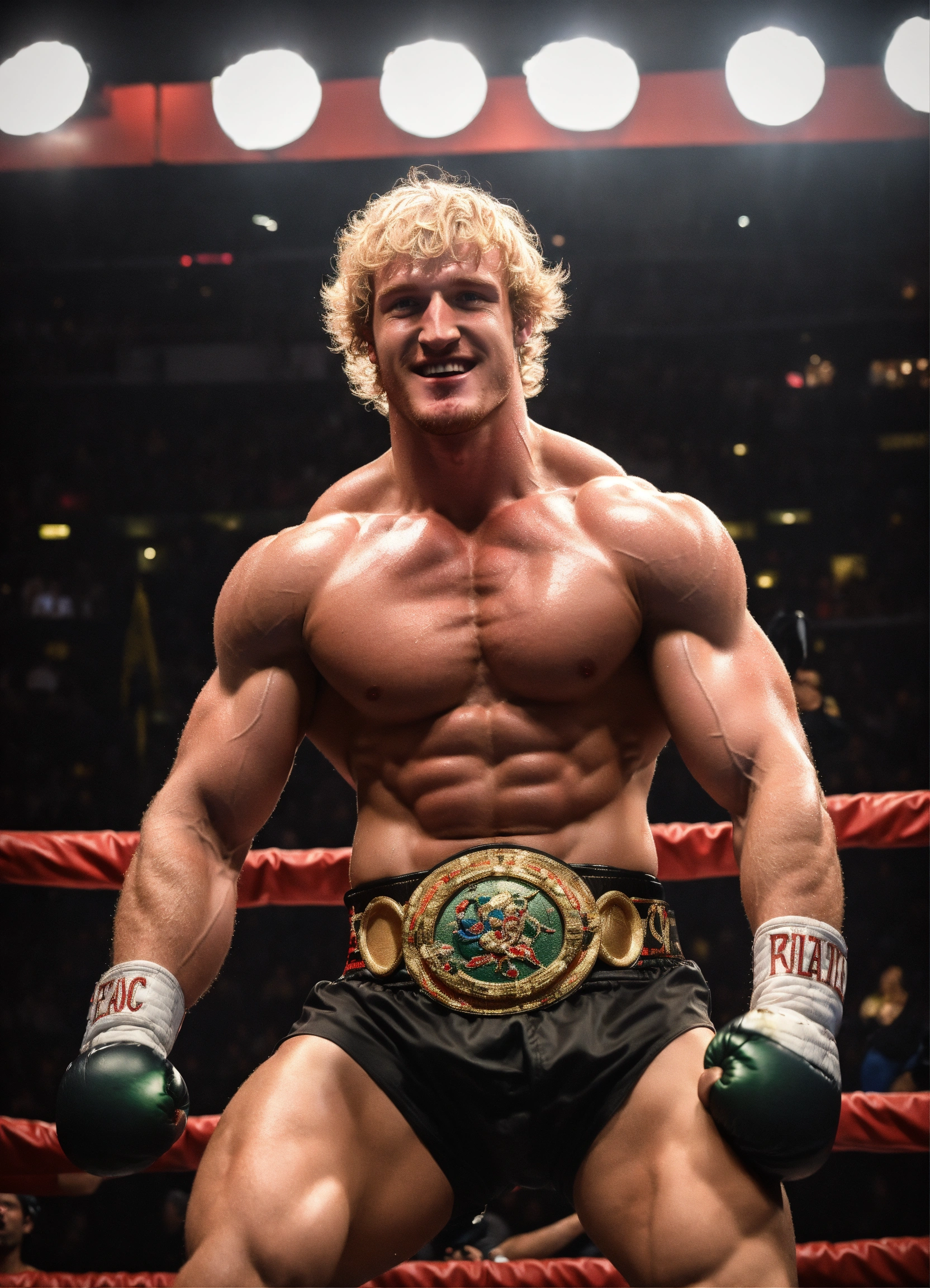 Lexica - Logan Paul, jacked, steroids, Boxing Ring, Victory, Happy ...