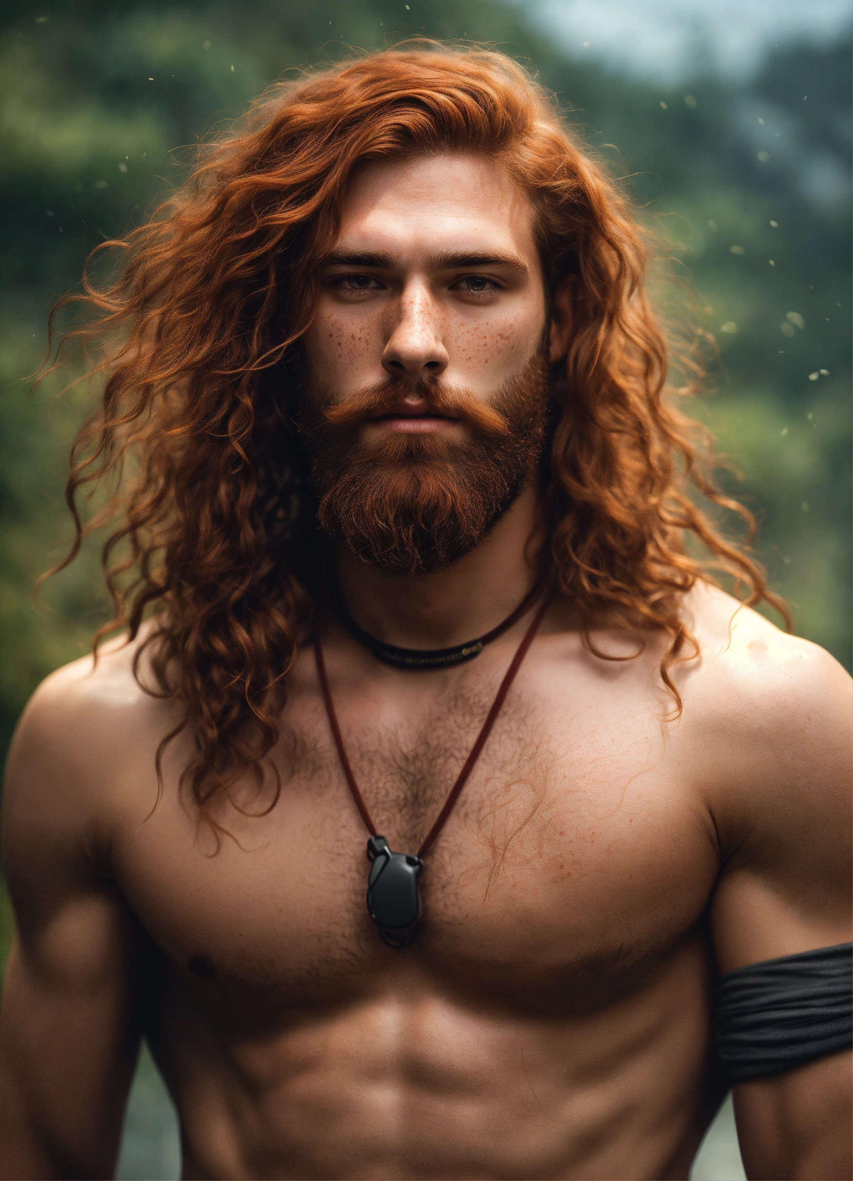 Lexica - 25-year-old man with long red wavy hair and matching beard ...