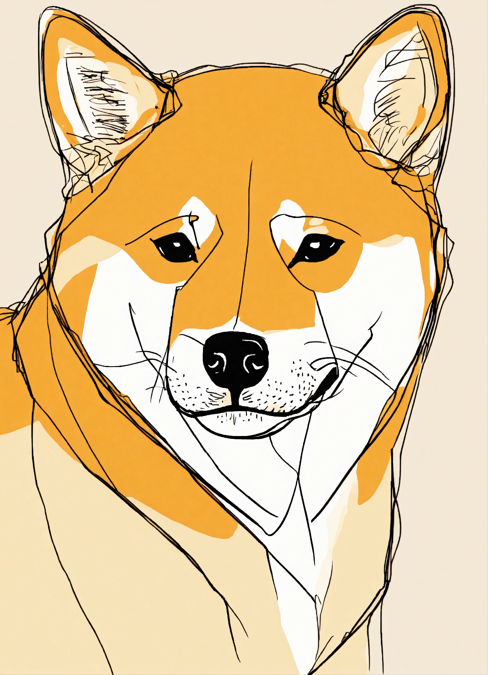 Lexica - Simple scribbly single line drawing Shiba Inu