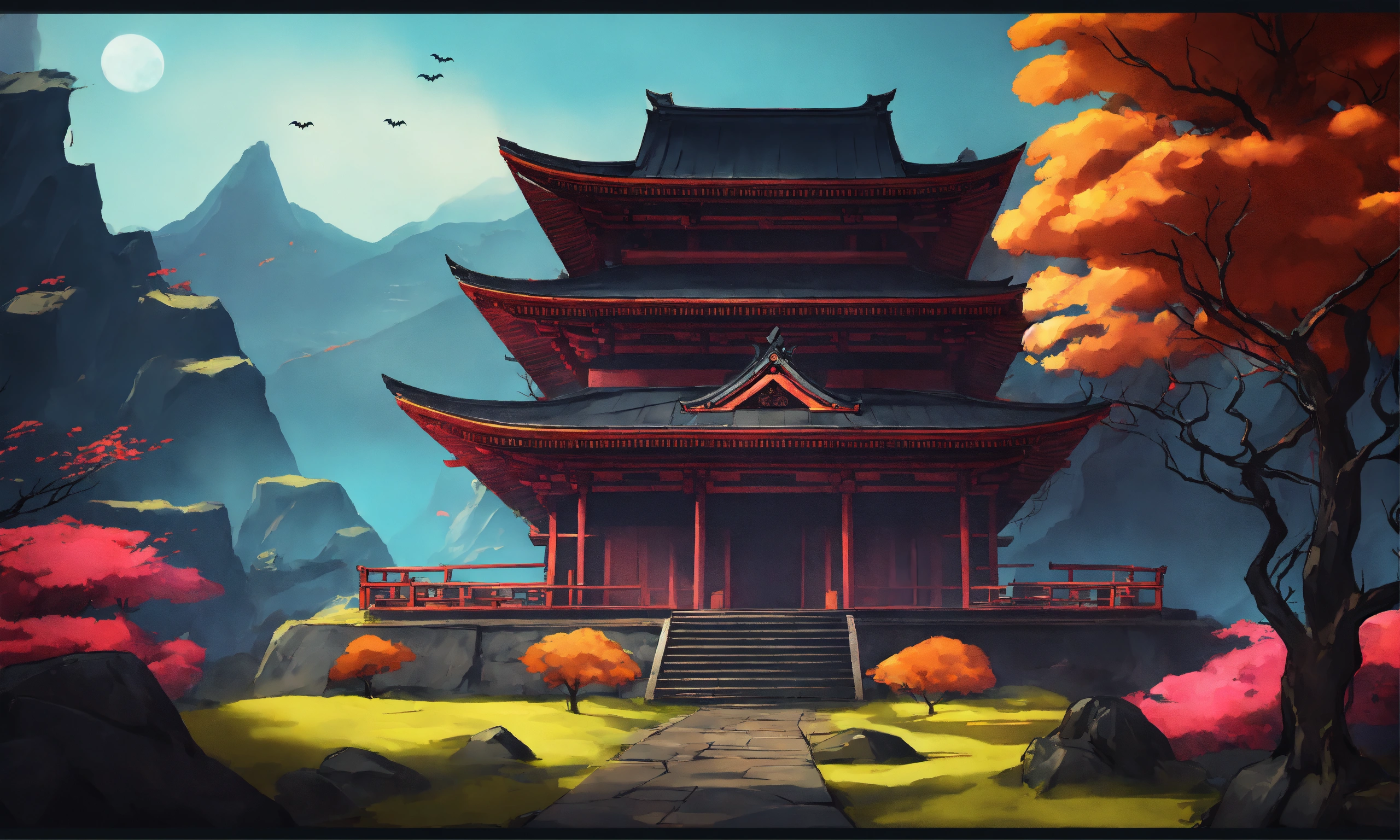 Lexica - Dark scary gloomy Japanese ancient temple in the mountains ...