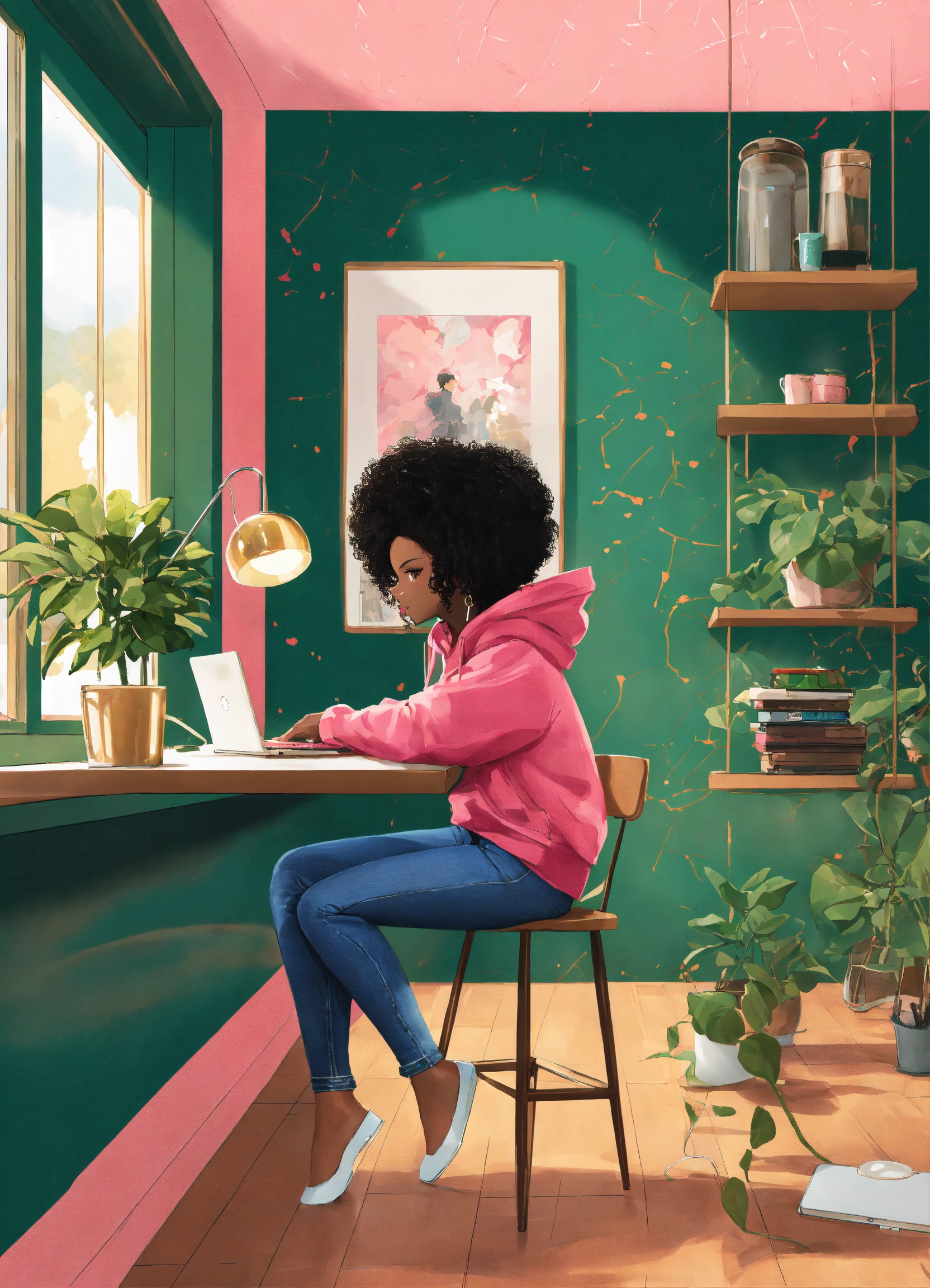 Lexica - Digital illustration capturing an interior space with a focus ...