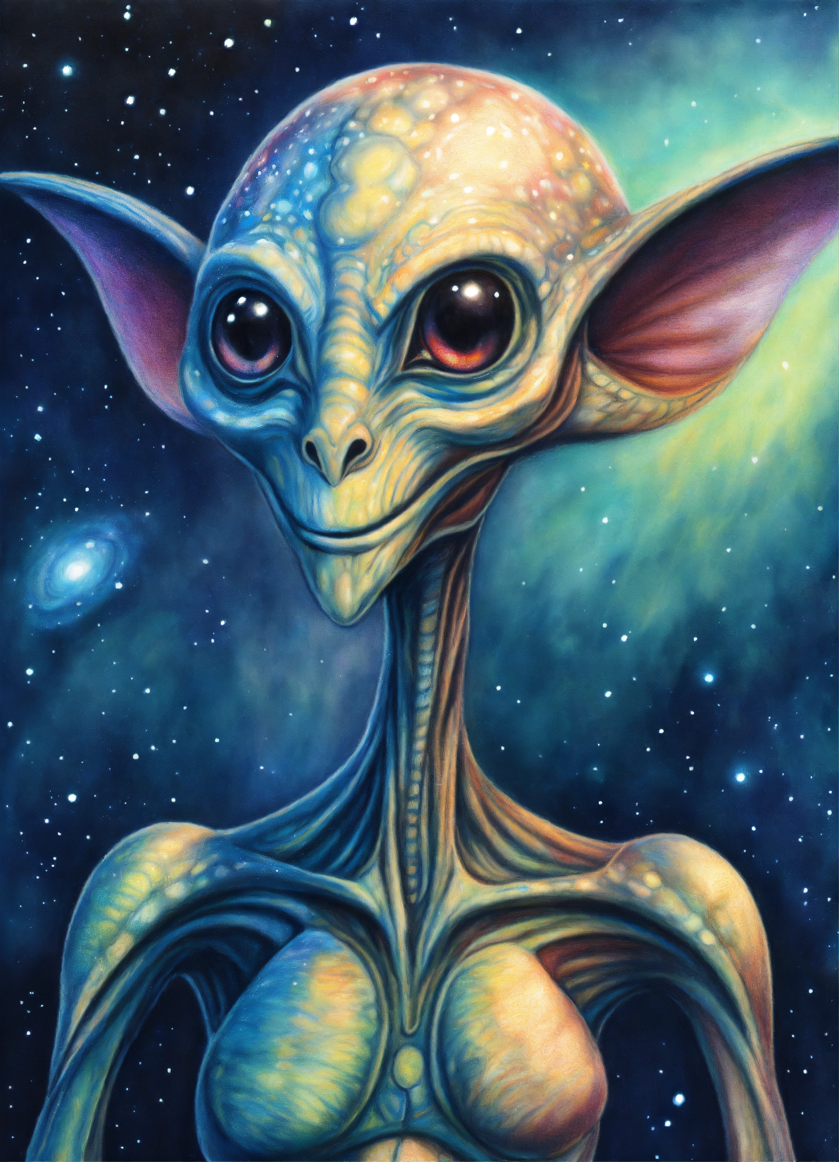 Lexica - Realistic colored pencil drawing of a friendly, loving, very ...