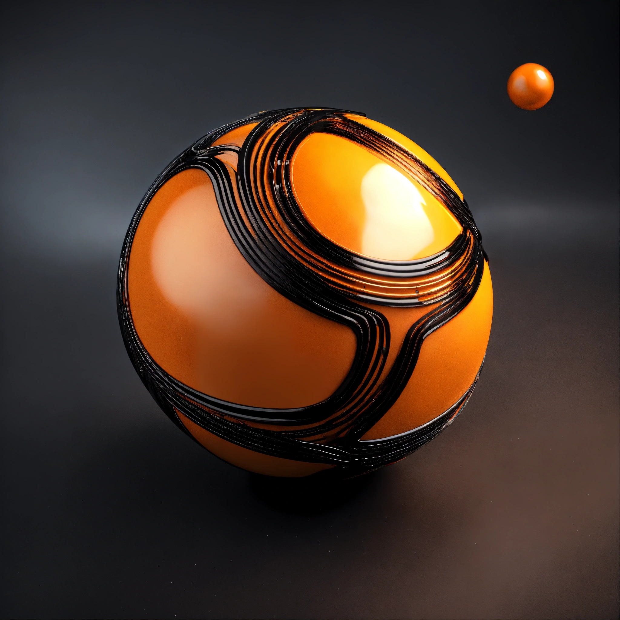 Lexica - Winline orange ball, black background, 3d icon