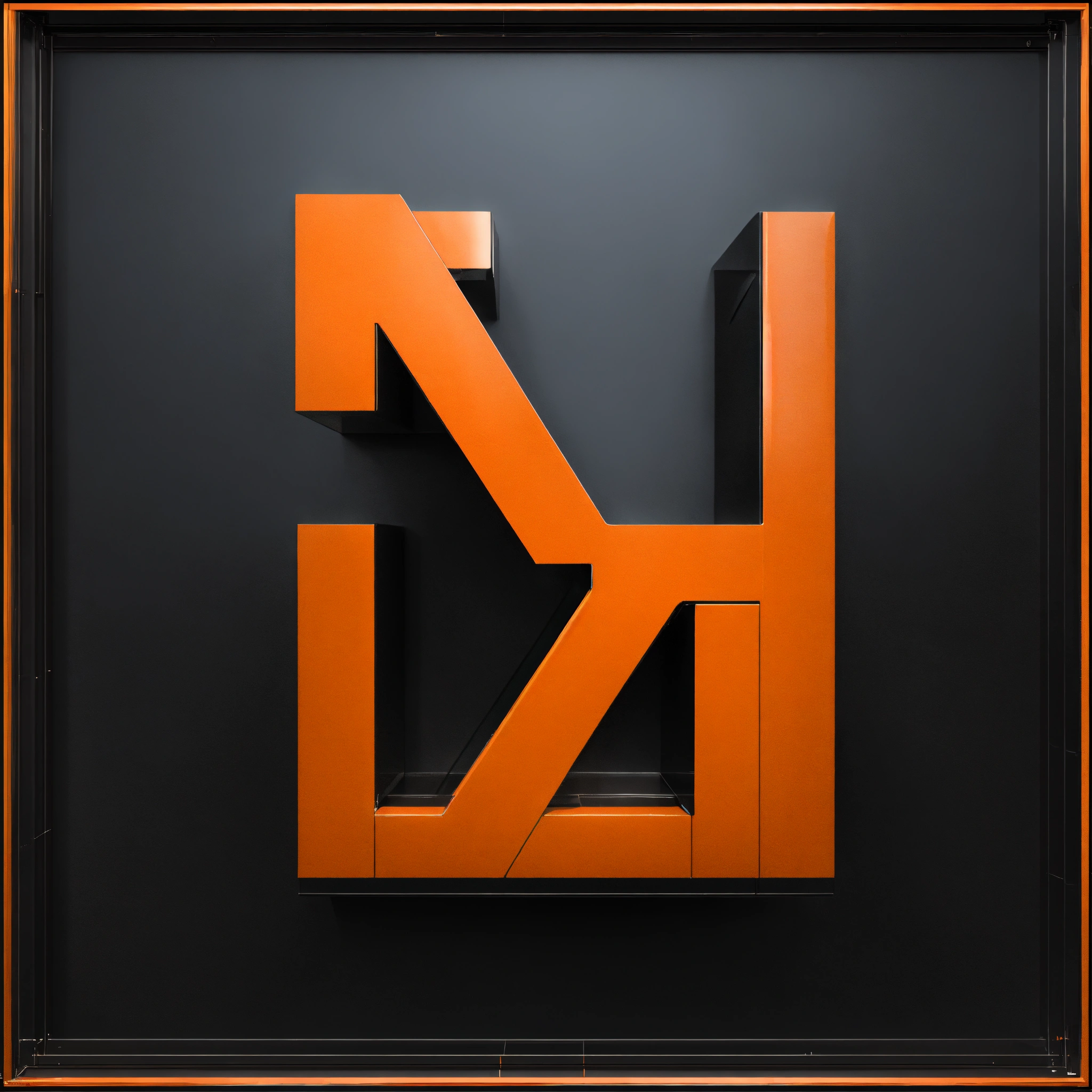 Lexica - Winline orange ball, black background, 3d icon, text "WL", two bi letters W and L