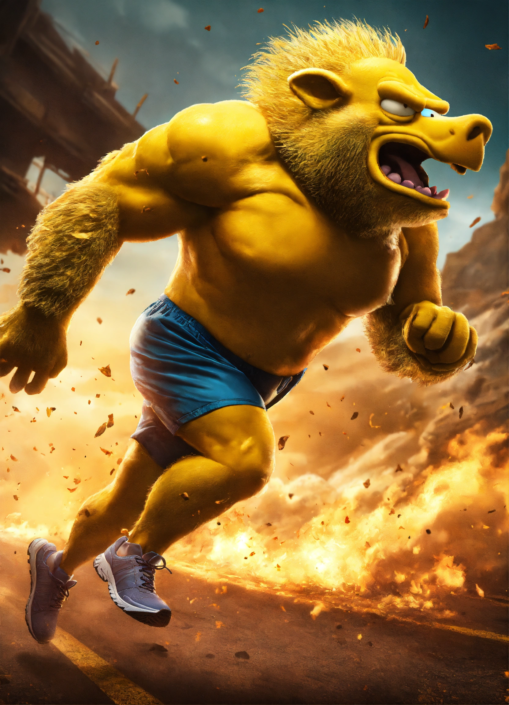 Lexica - Humoristic Homer Simpson body mixed with wild boar head ...