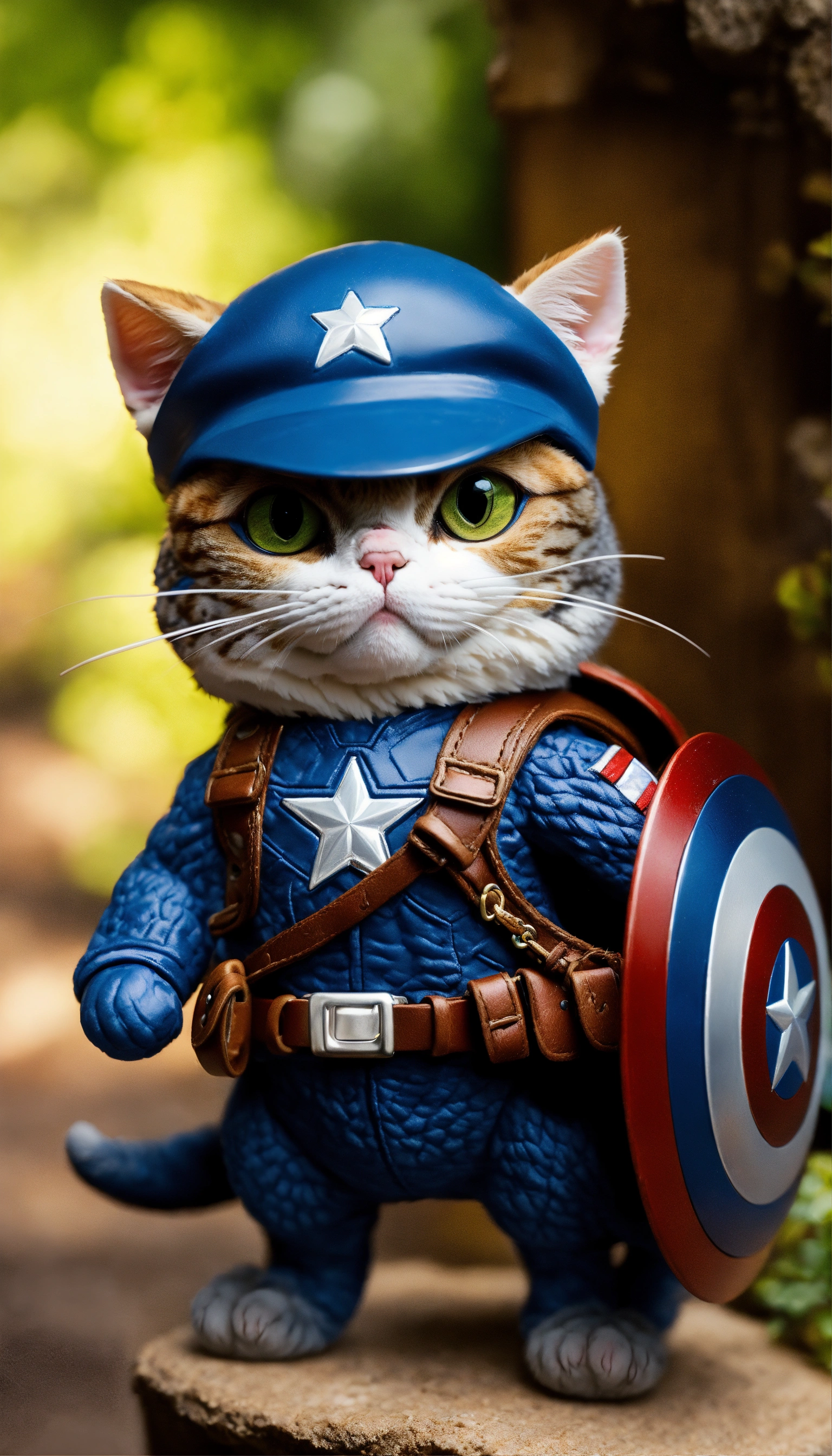 Lexica - Captain america themed Cute cat, cat adventurer figure ...