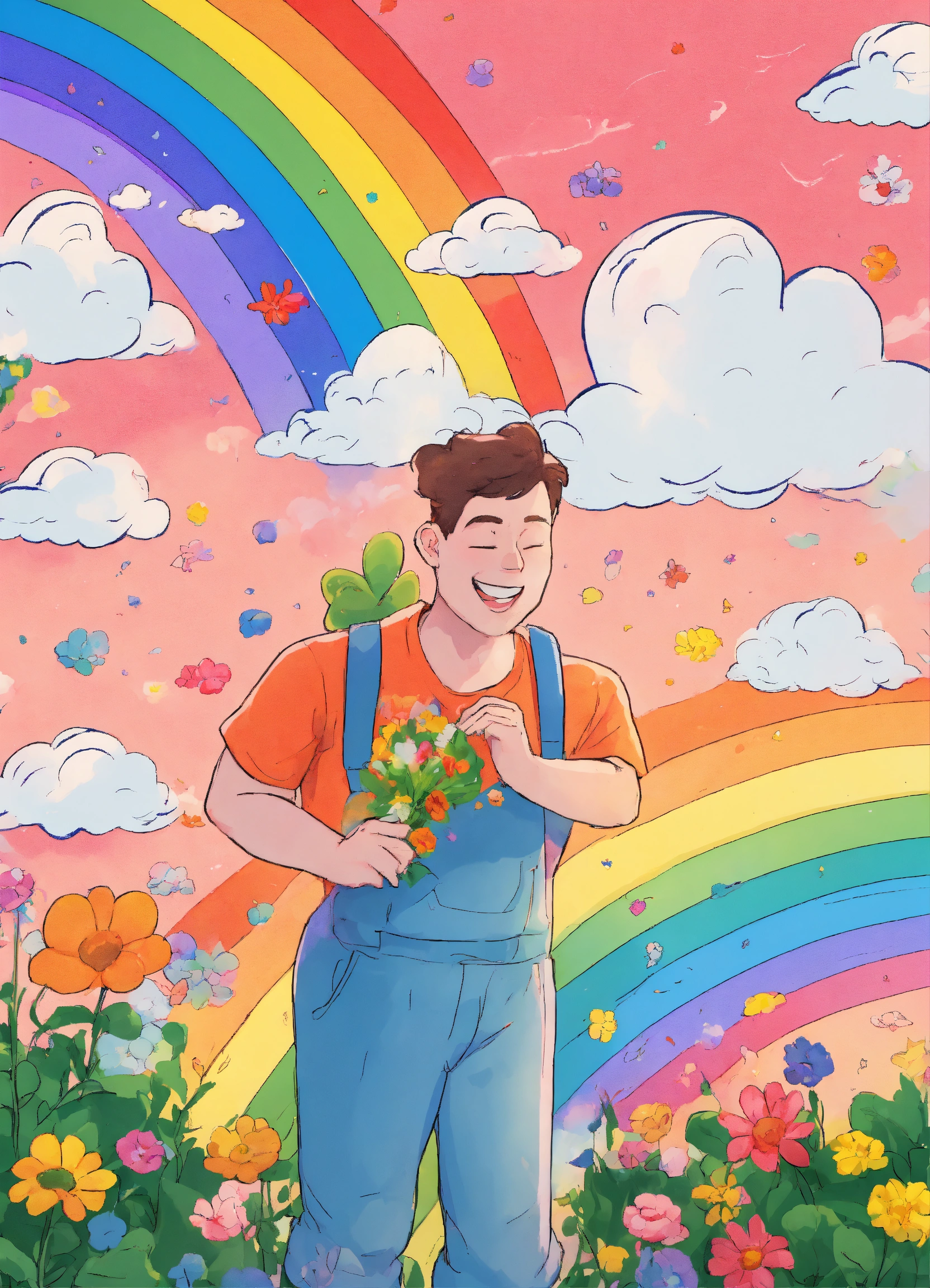 Lexica - Create a cloud cartoon person, barfing a rainbow with rainbow ...