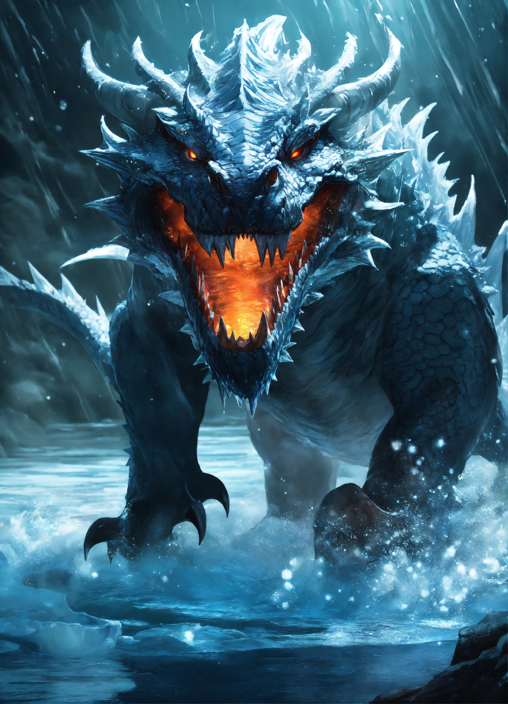 Lexica - Frost dragon in cold water, icy and snowy, dnd, fantasy, evil ...