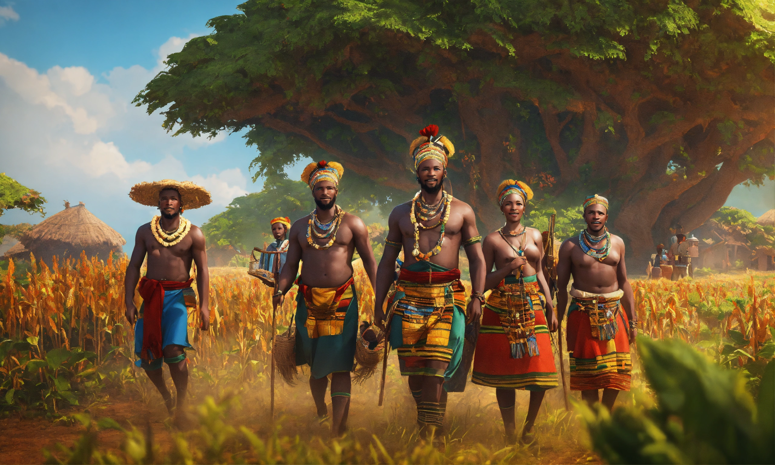 Lexica - 20 happy african village men and women harvesting bountifully ...