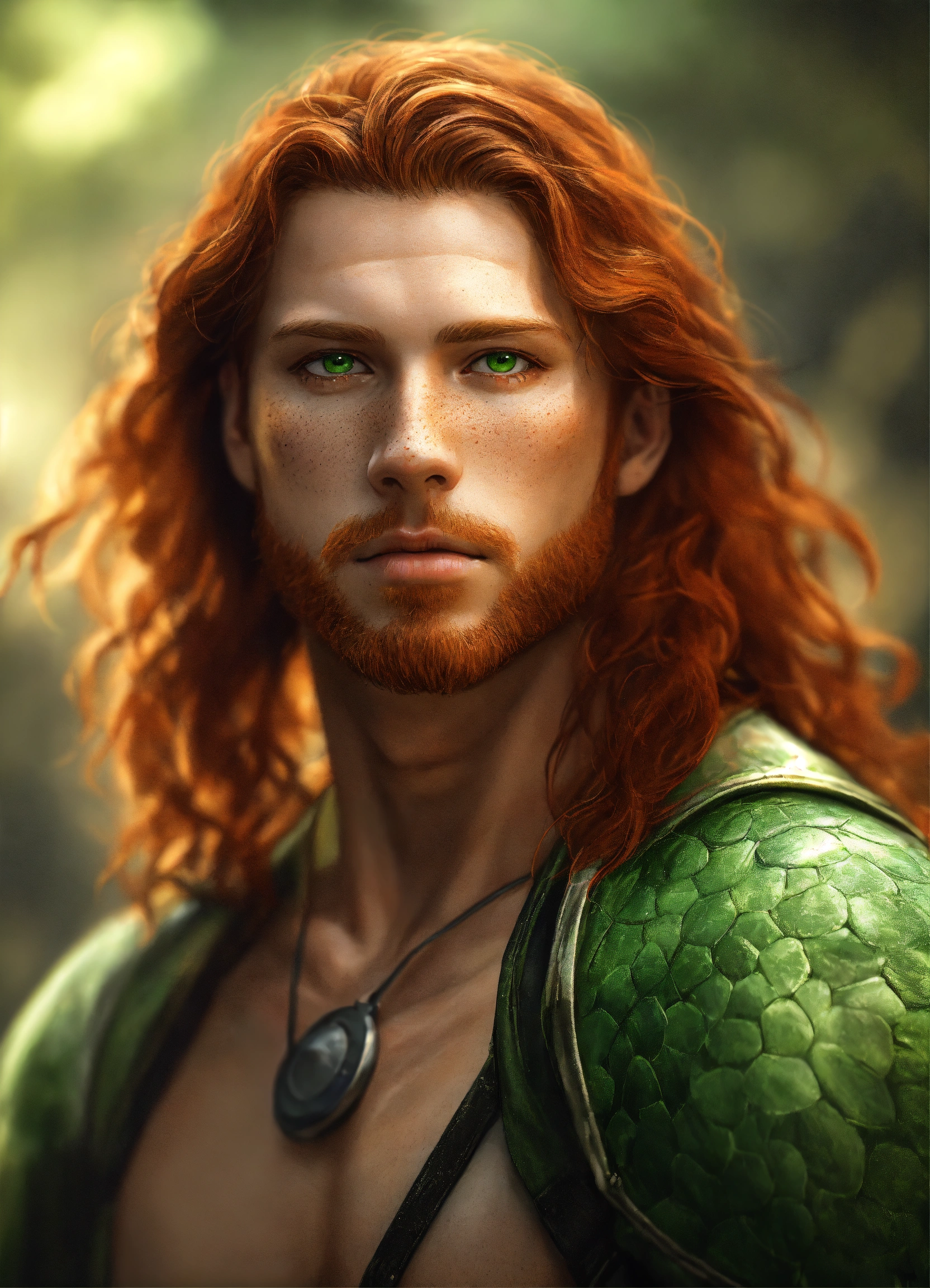 Lexica - 25-year-young man with long red hair and matching stubbles and ...