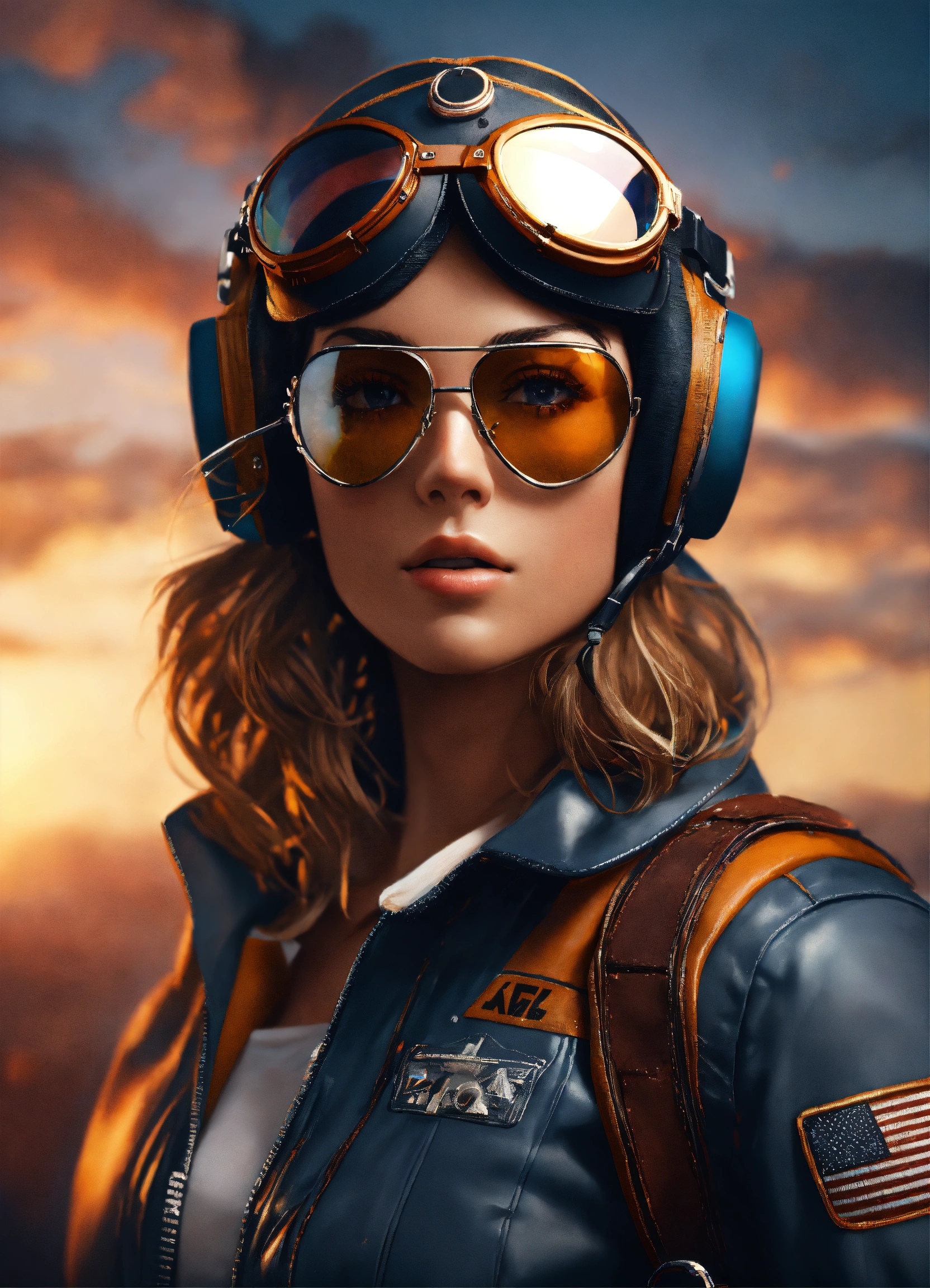 Lexica - A beautiful girl pilot wearing aviator googles, unreal engine ...