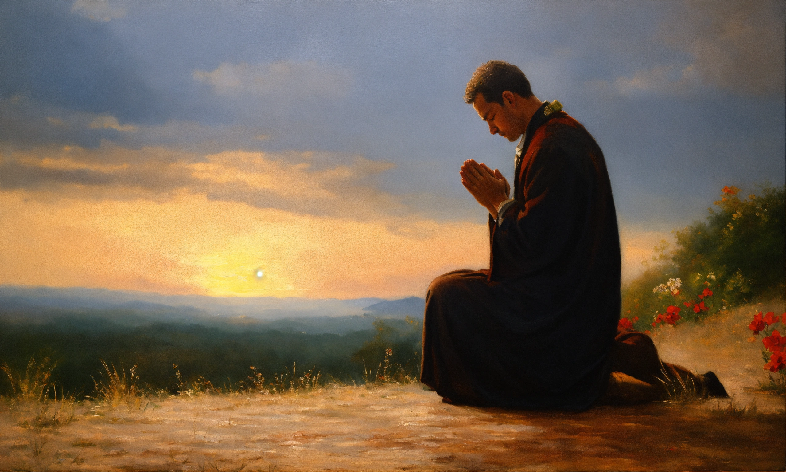 Lexica - Oil painting of a man praying