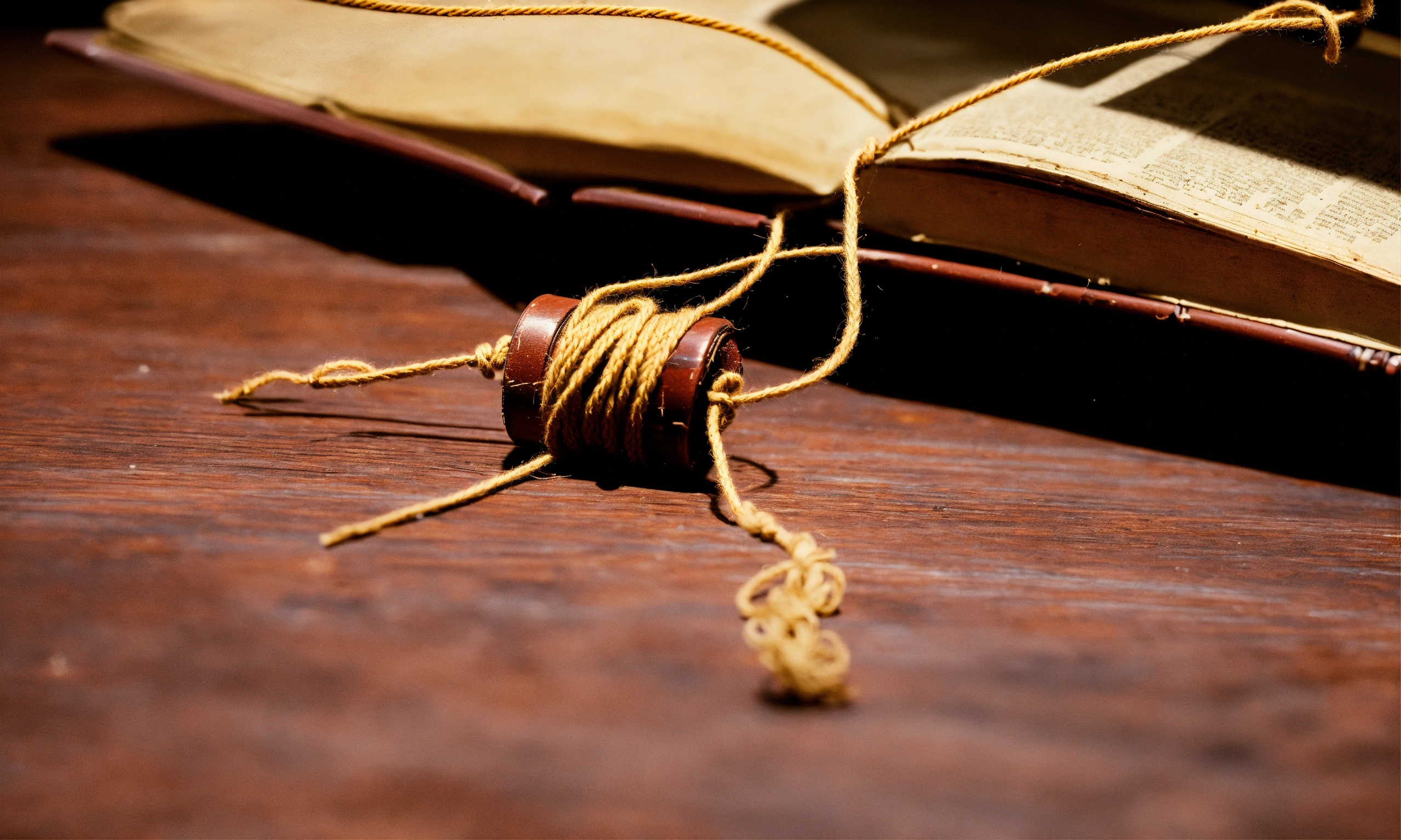 Lexica - Old bible tied with string thrown on the floor
