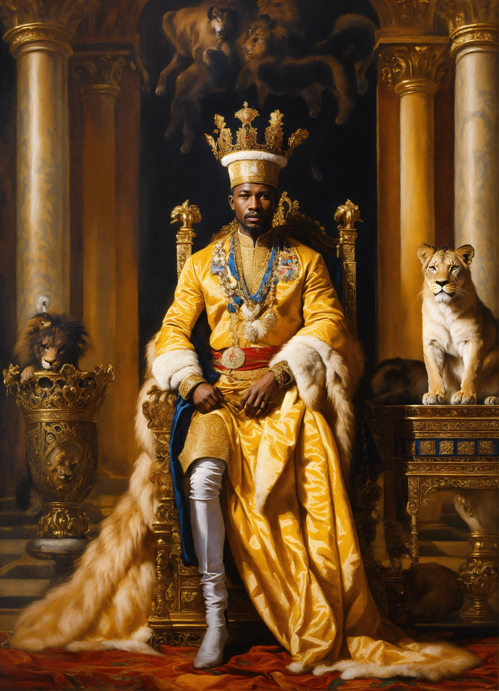 Lexica - An oil painting portrait of a handsome African king in royal ...
