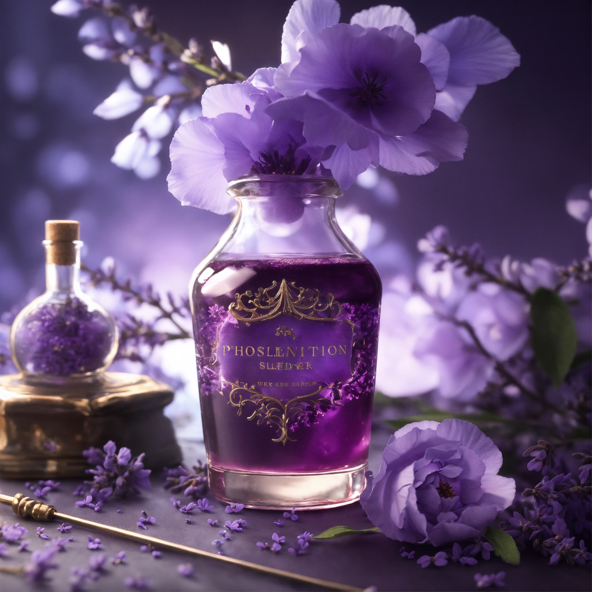 Lexica - Photorealistic image for a purple lavender sleep potion drink