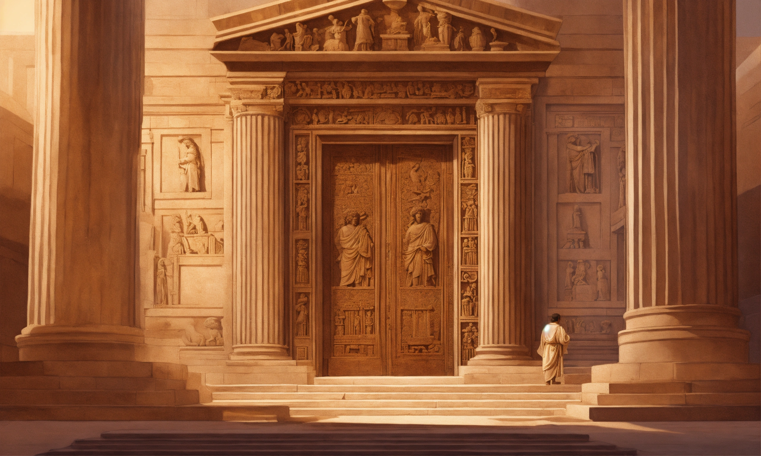 Lexica - Illustration of the grand, ornately carved door that leads to ...