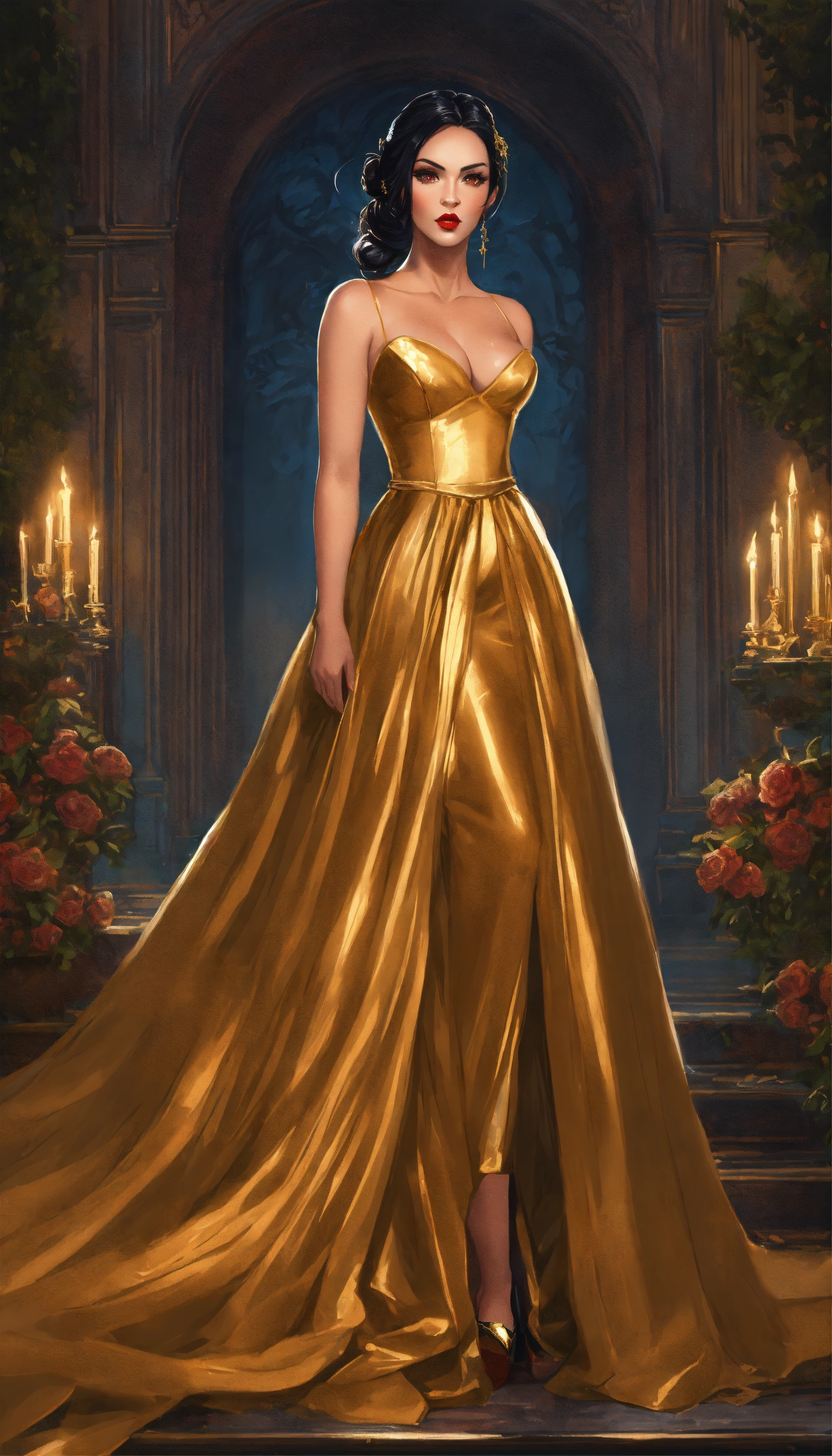 Lexica - Concept art of ravenna, megan fox, glowing red eyes, curled ...