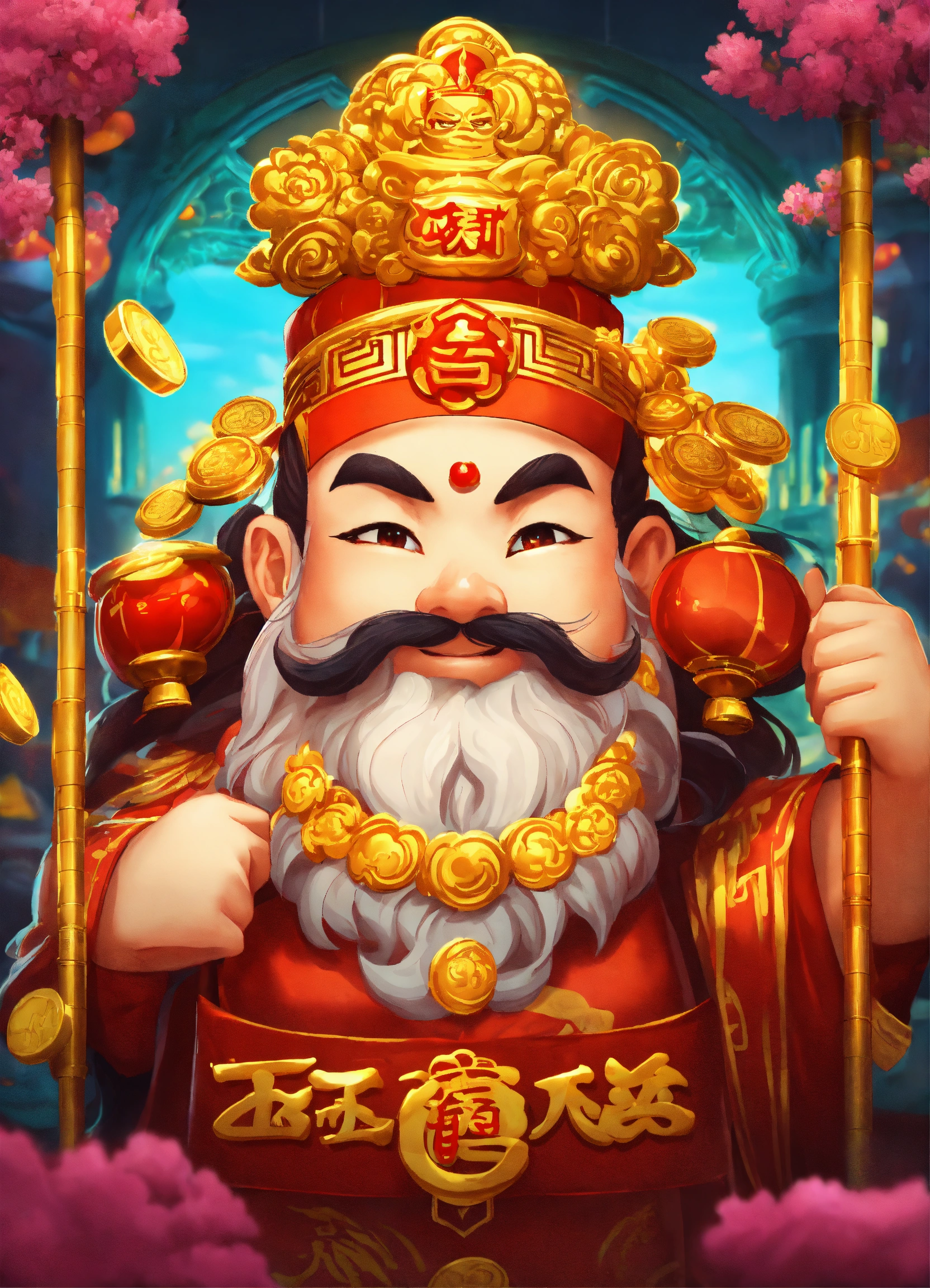 Lexica - Cartoonish god of wealth (Chinese) with cryber future slot ...