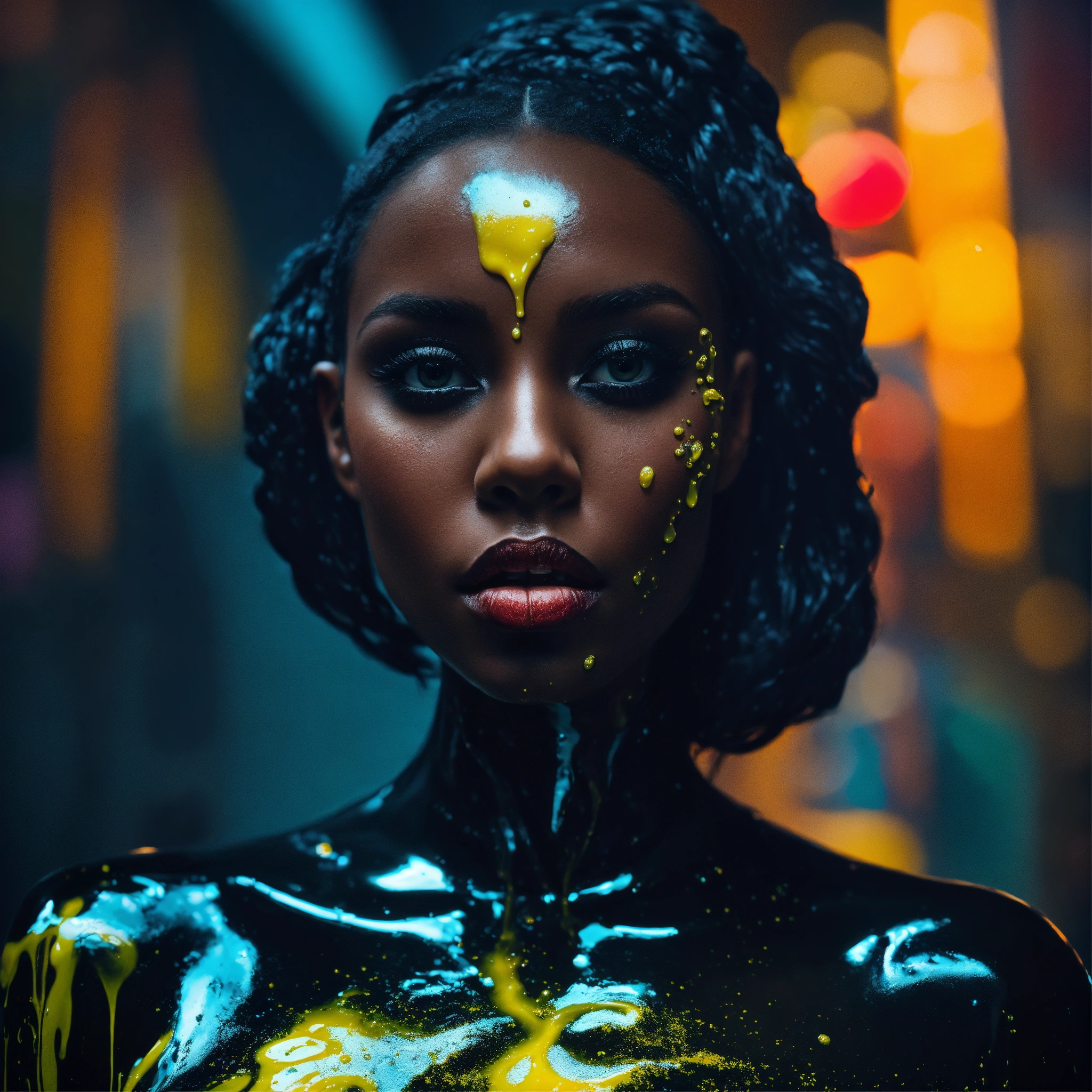 Lexica - A quirky liquid portrait of a hauntingly beautiful dark woman ...