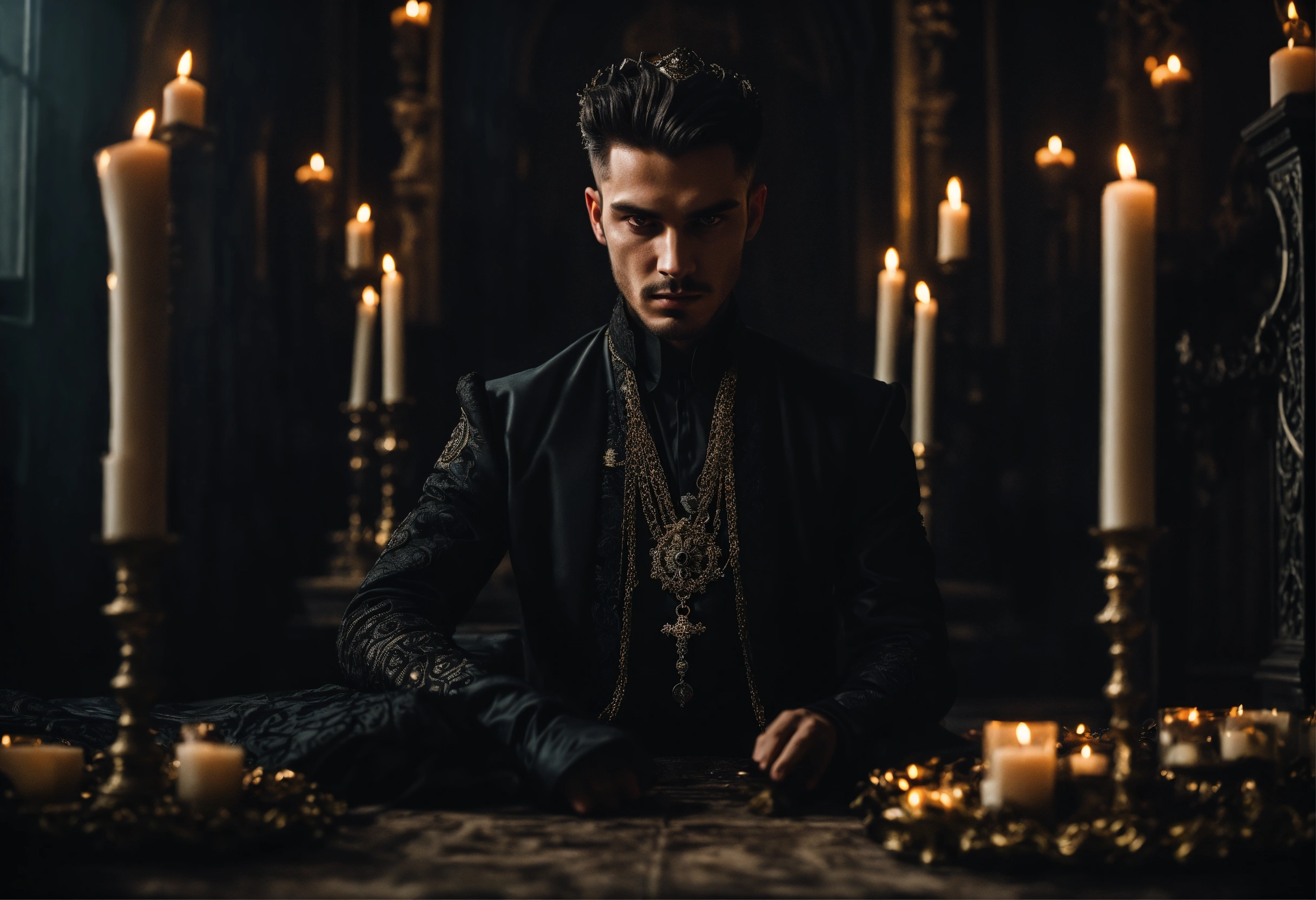 Lexica - Dark and dramatic portrait of a young handsome evil cult ...