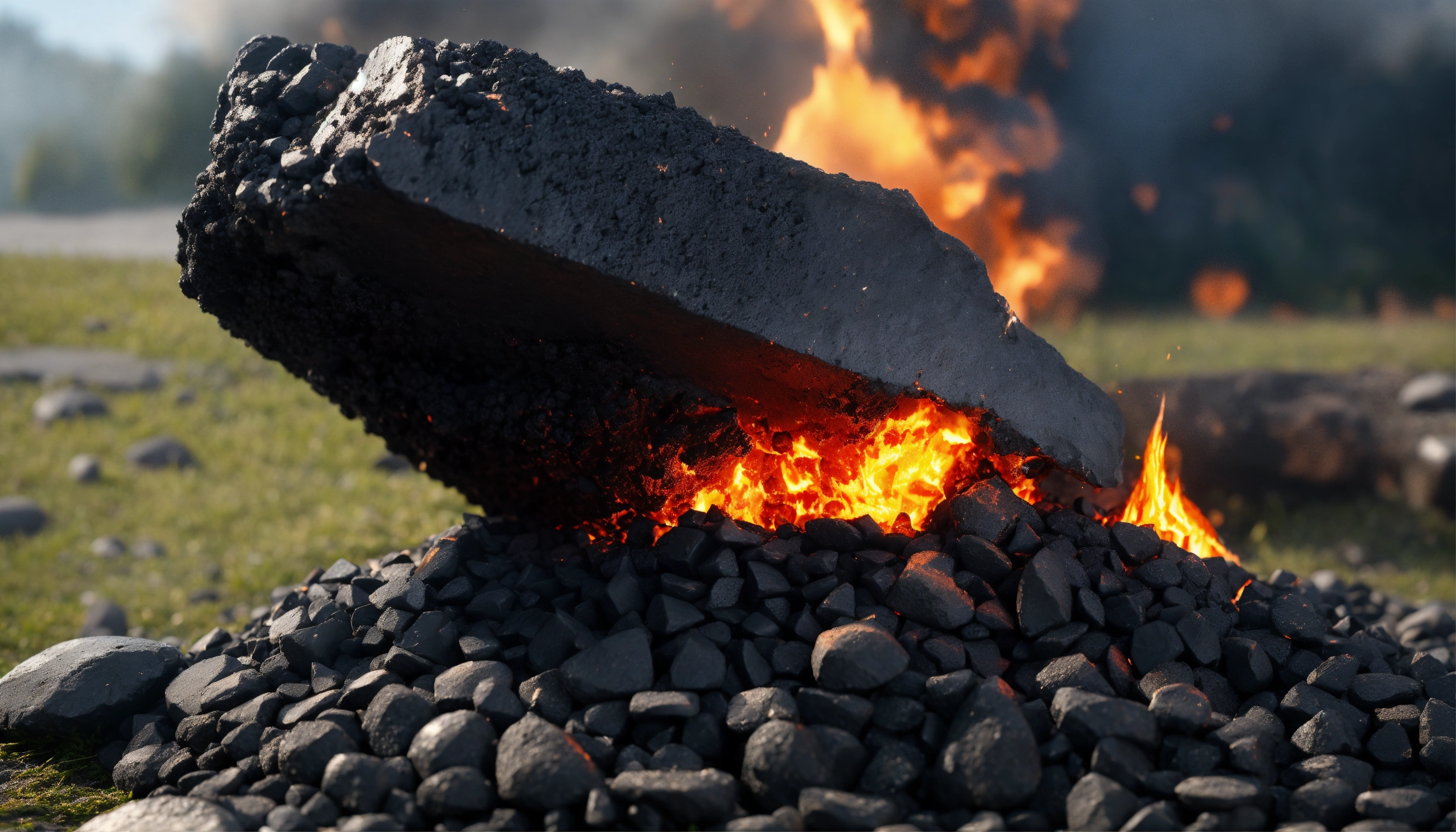 Lexica - Piece of coal on fire, under pressure, realistic, 169,8k