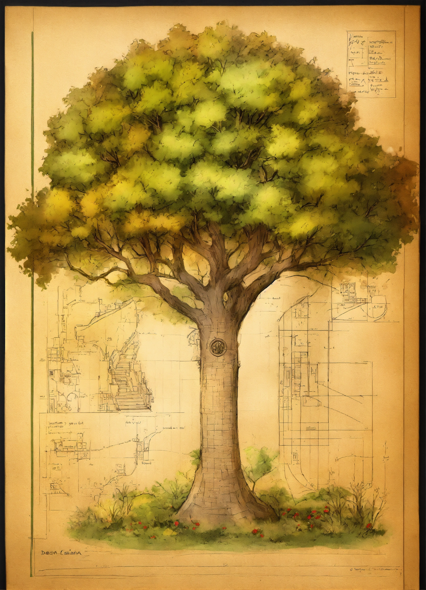 Lexica - Designing a tree, designing sheet, sketch out designs, parchment