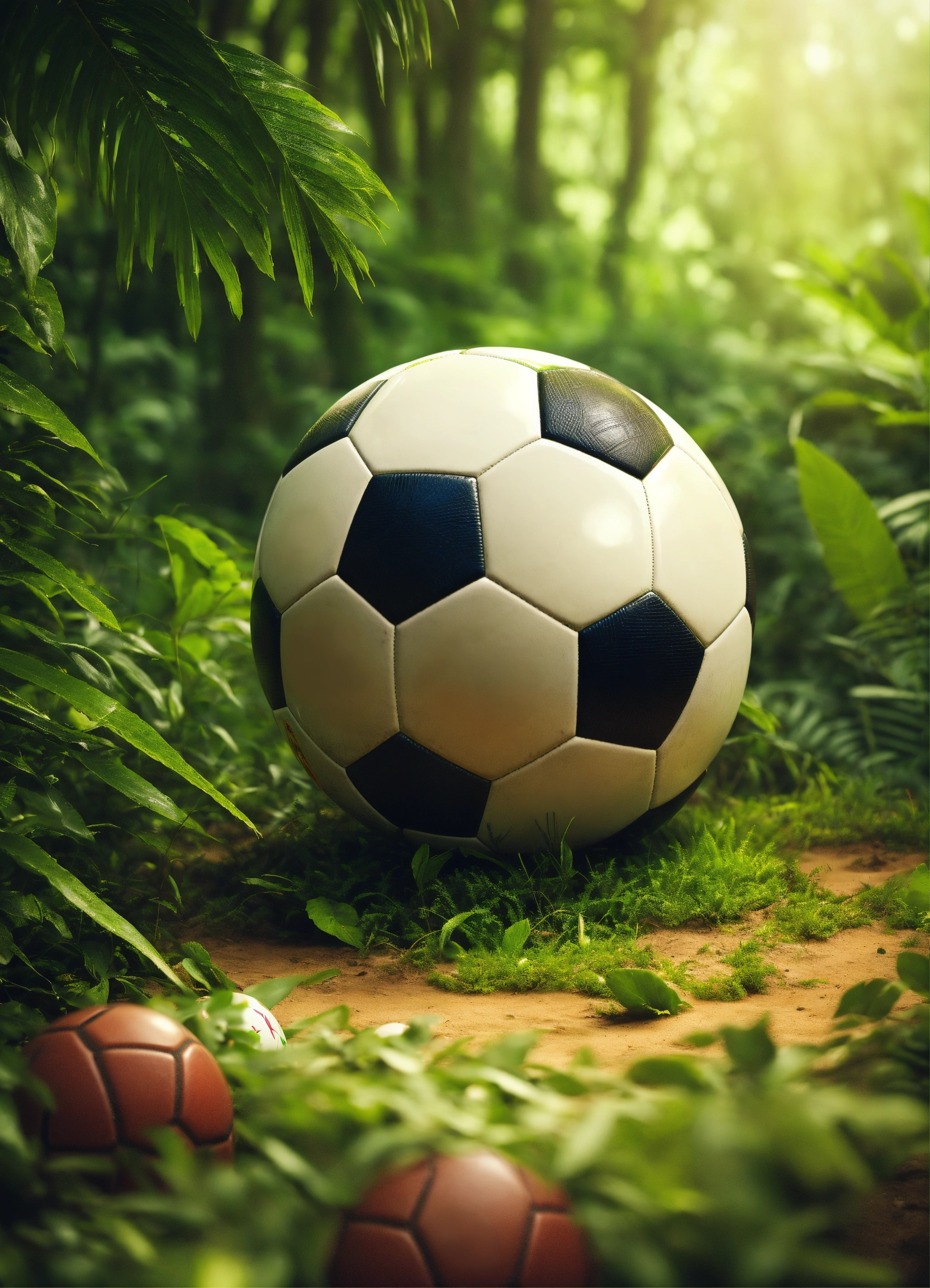Lexica - A deep jungle with a soccer ball on the ground
