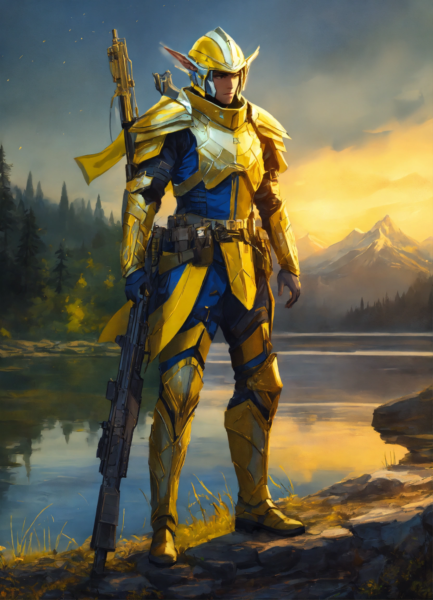 Lexica - Epic drawing of a full body of a high elf sci fi soldier ...