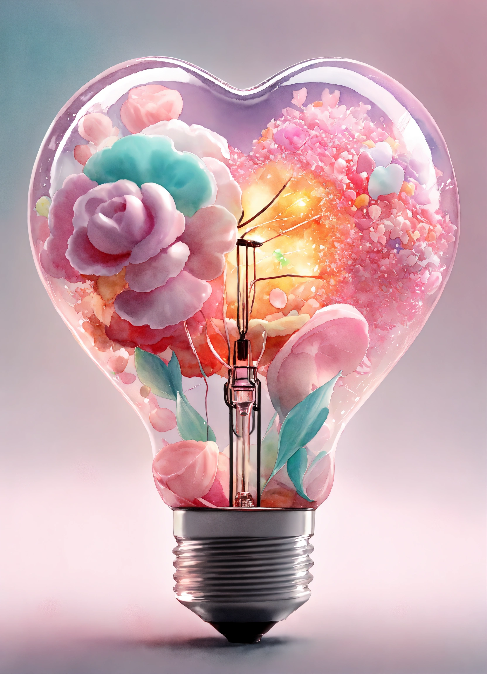 Lexica - Pastel light pink Candy inside, edison lightbulb heart shaped ...