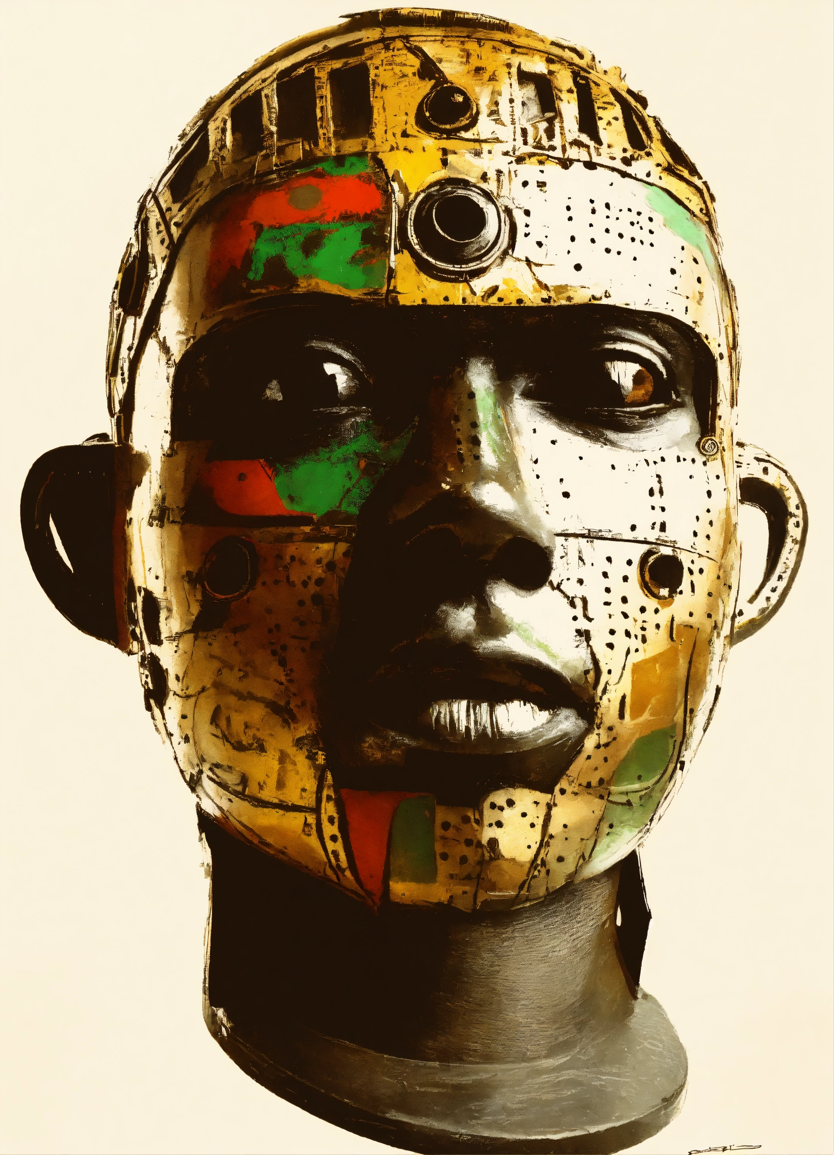 Lexica - African tribal mask robot collage style abstract edgy ...