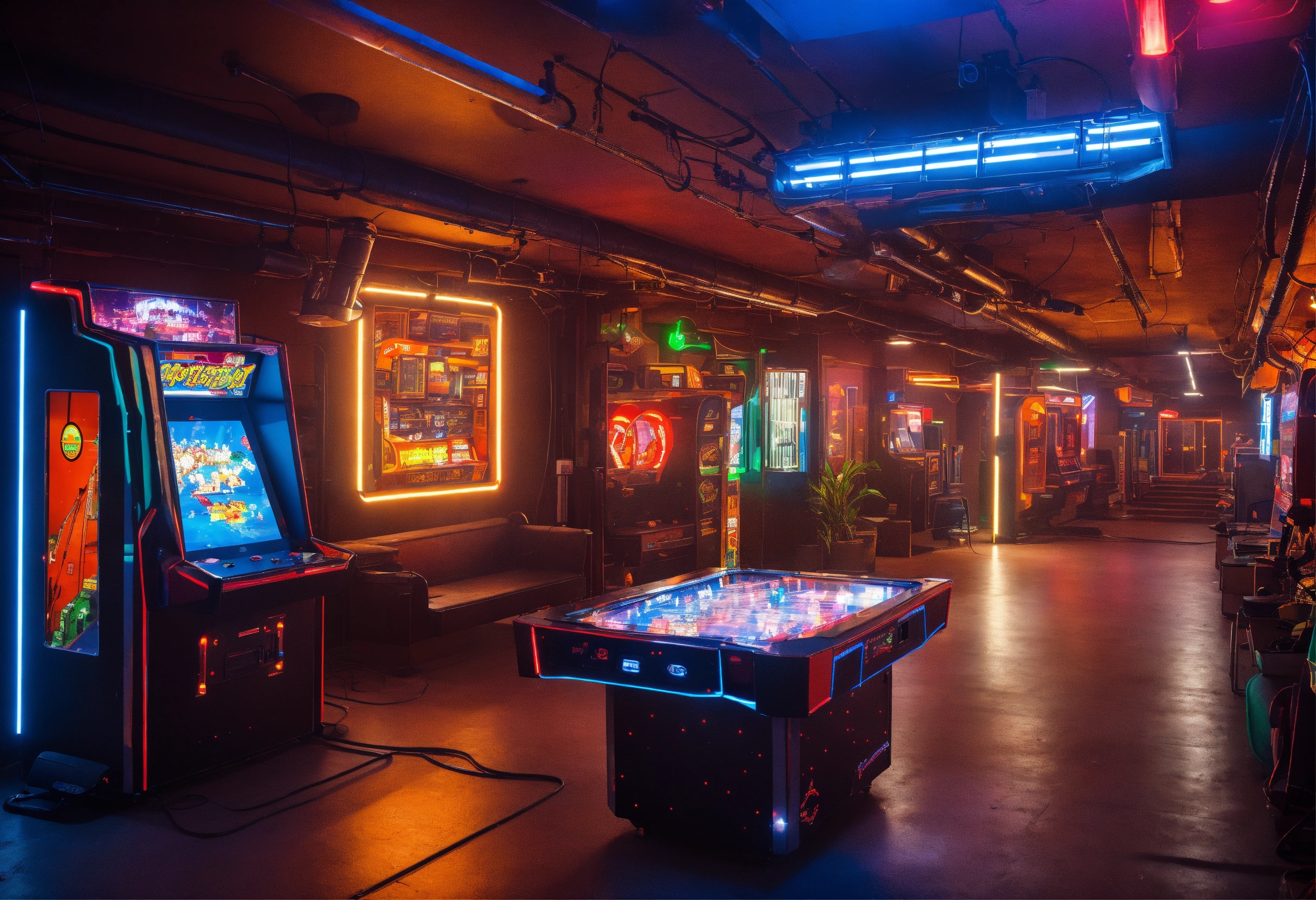 Lexica - Sci Fi tech base of operations with arcade machine, lots of ...