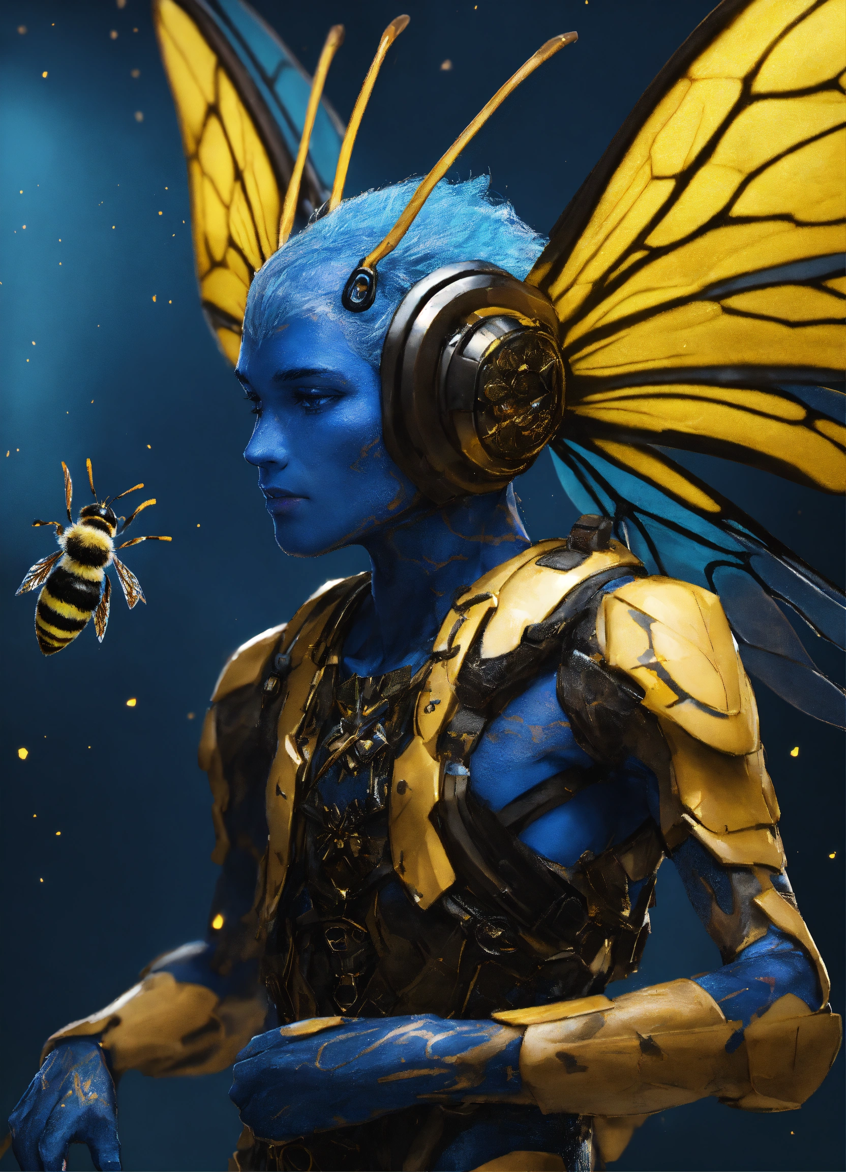 Lexica - A blue skin human male with bee wings