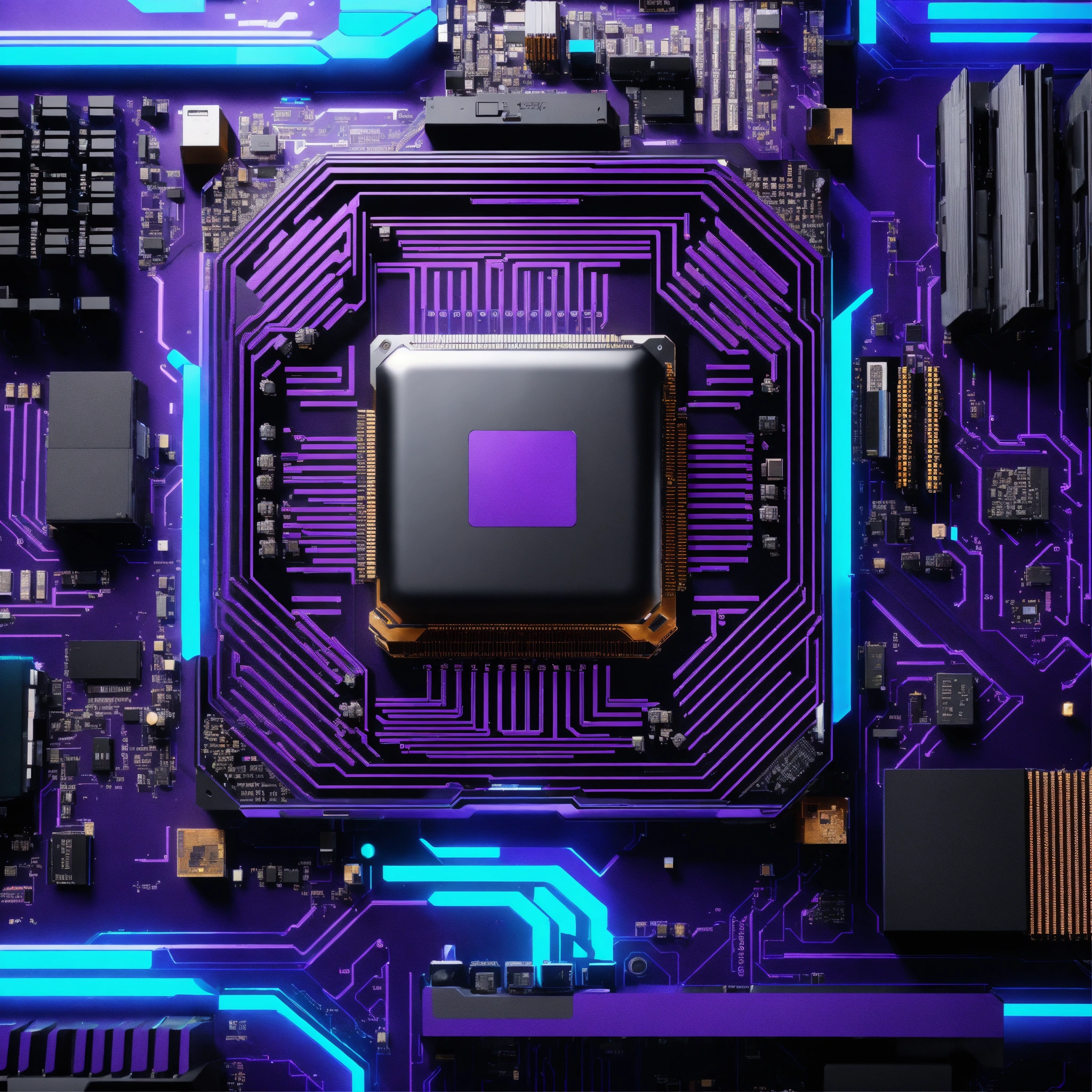 Lexica - Big motherboard with processor, chip, connected geometry lines ...