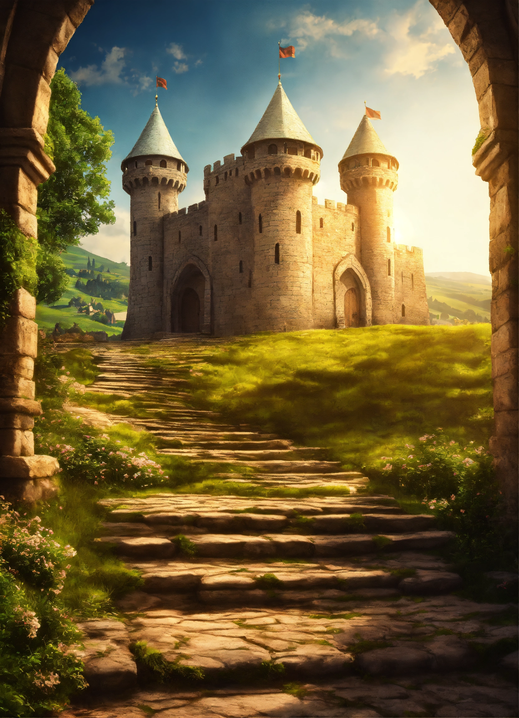 Lexica - Create a design Medieval background with fantasy lighting ...