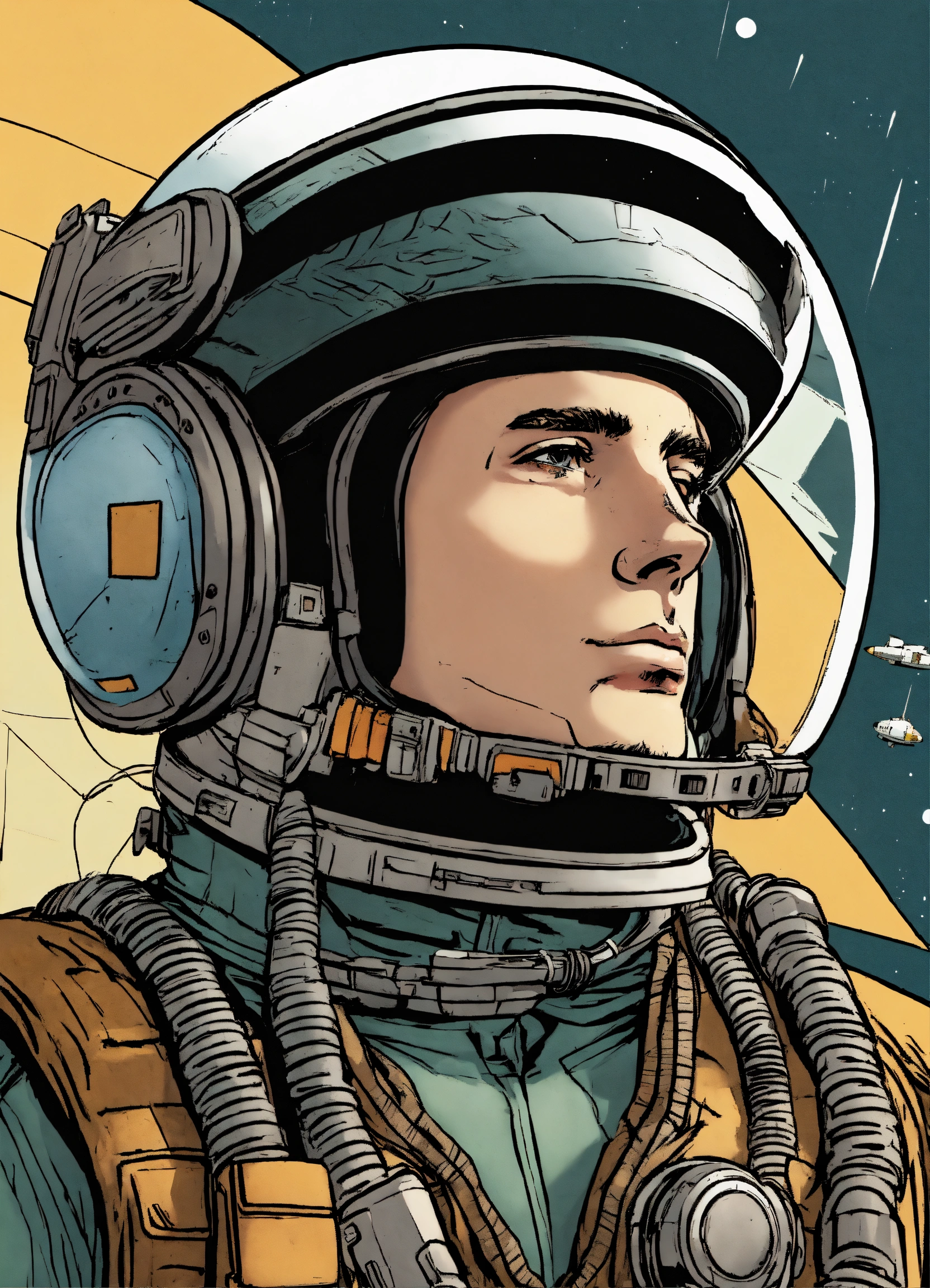 Lexica - A pilot for a large spaceship wearing a simple visor helmet ...