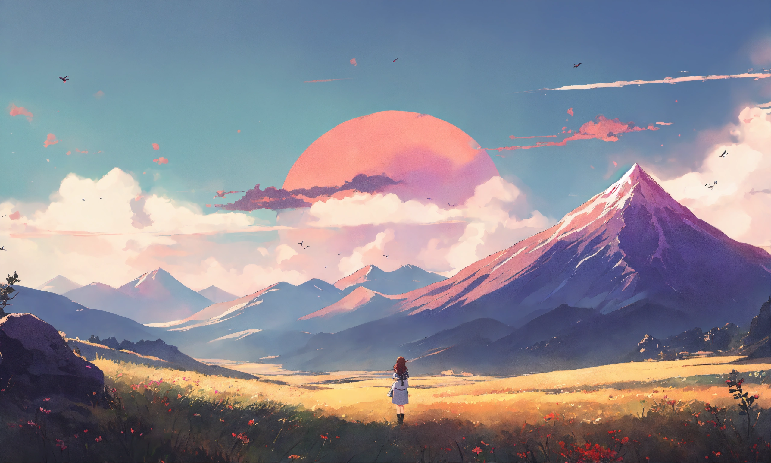 Lexica - Anime boho art Minimalist landscape mountains