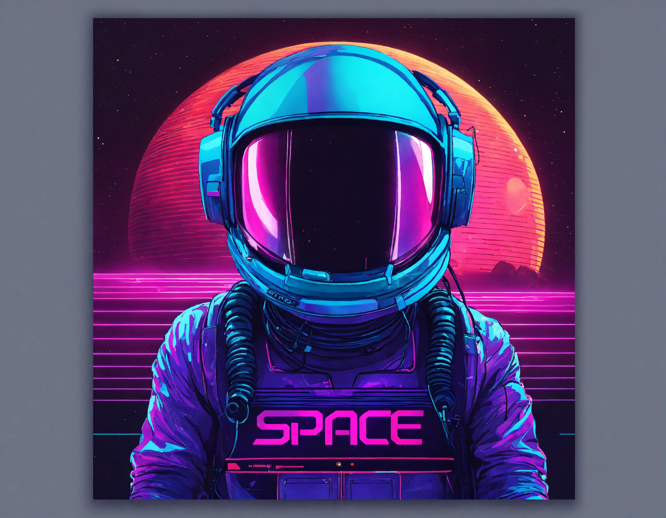 Lexica - Logo for synthwave music producer, space helmet, headphones ...