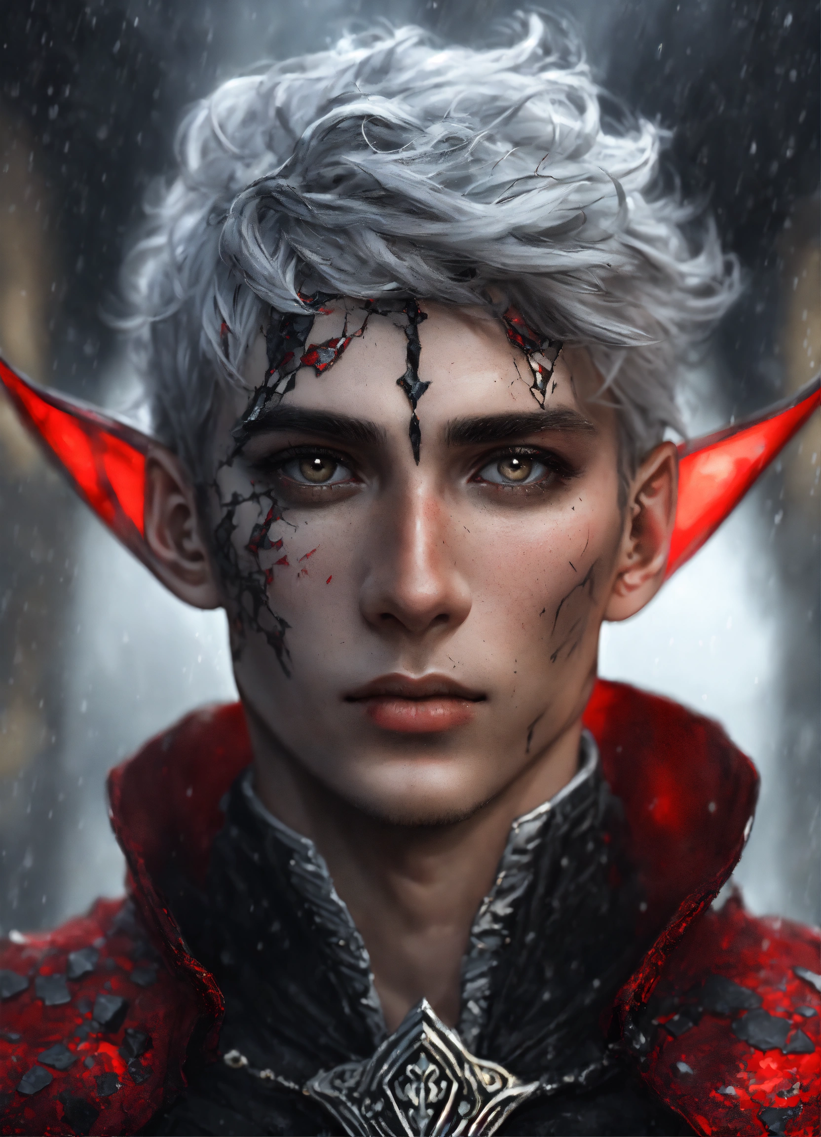 Lexica - Fantasy portrait of a ash-grey skinned elf, masculine ...