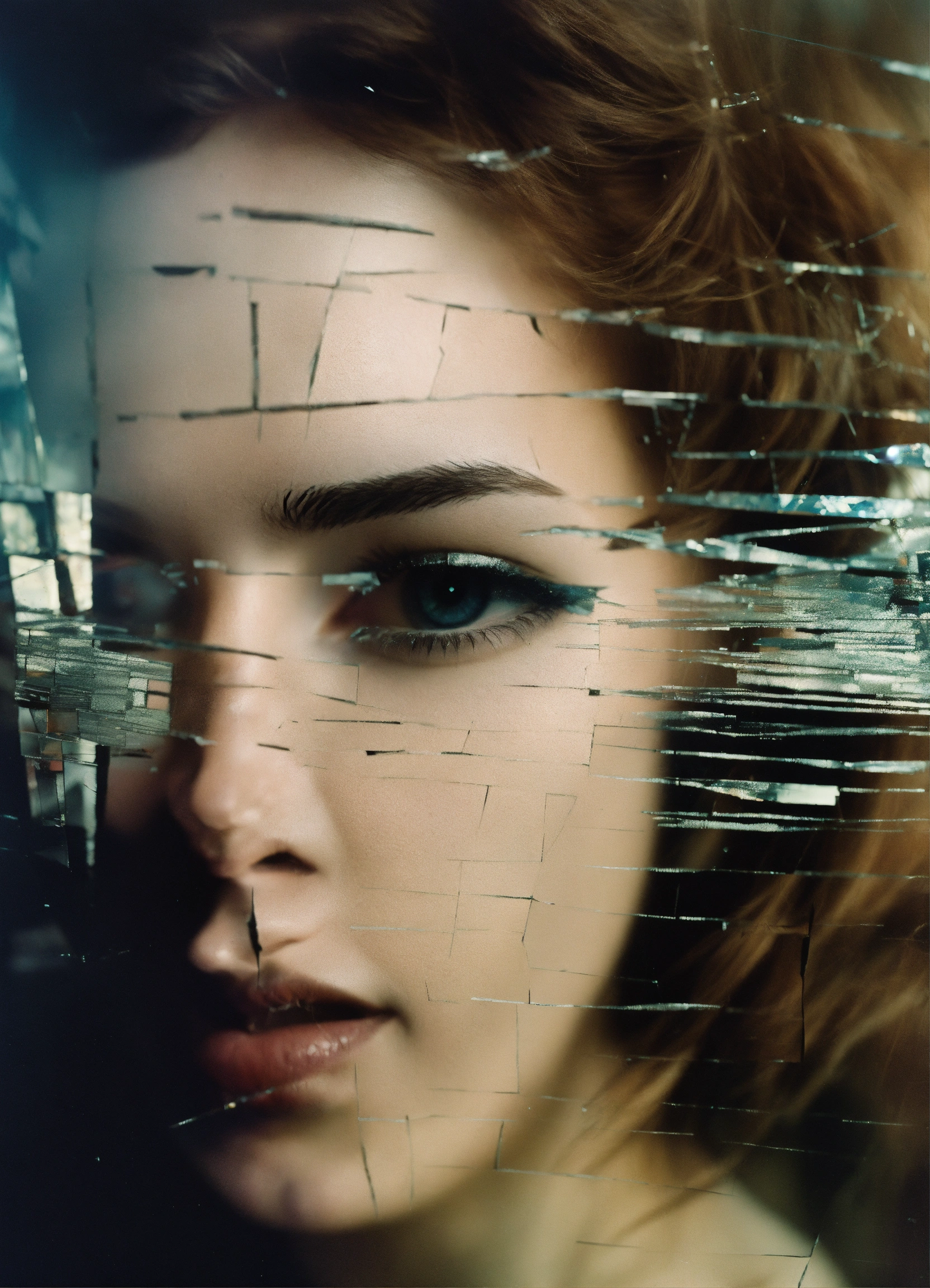 Lexica - Double Exposure photo, featuring eye, shattered mirror effect ...