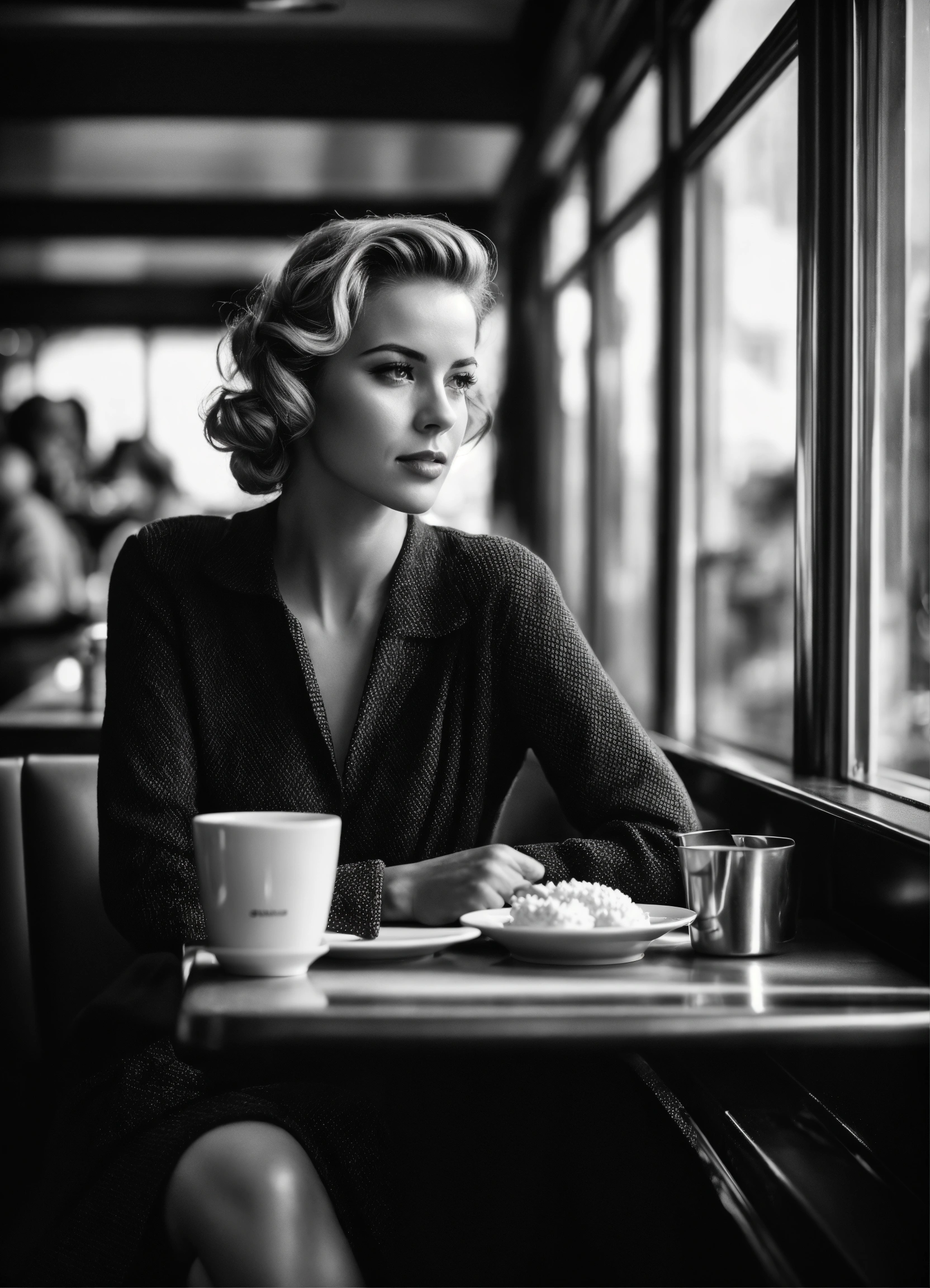 Lexica - Black and white photography, beautiful stylish woman, 40s ...
