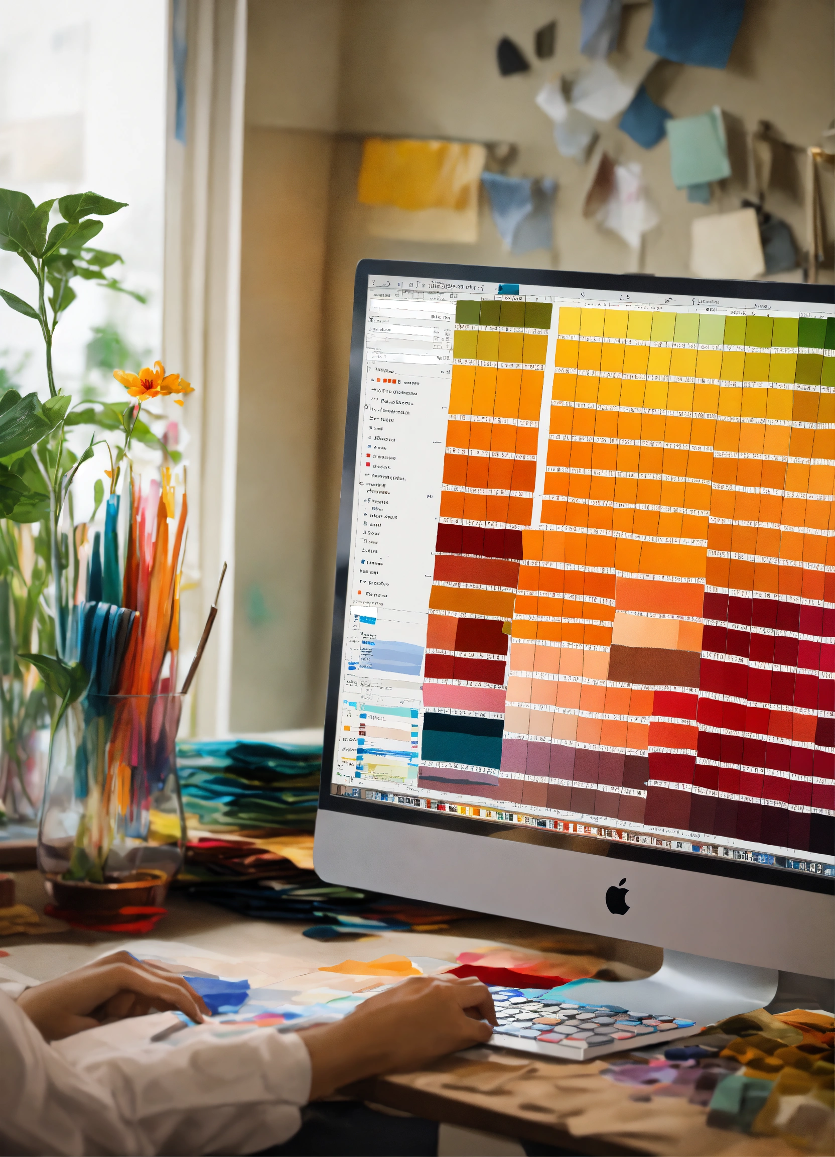 Lexica - Create an image of a person working with a color chart and ...