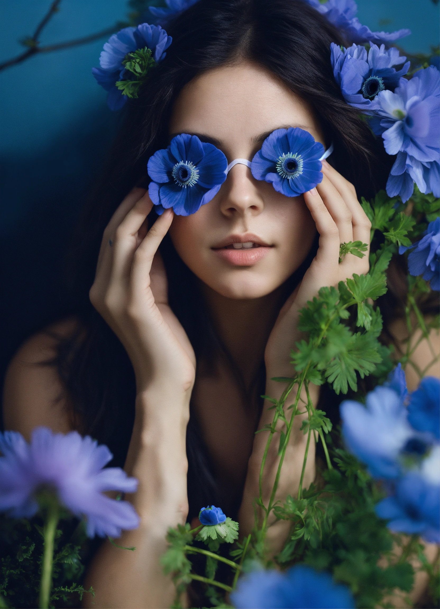 Lexica - The generated photo should depict a girl with a blindfold over ...