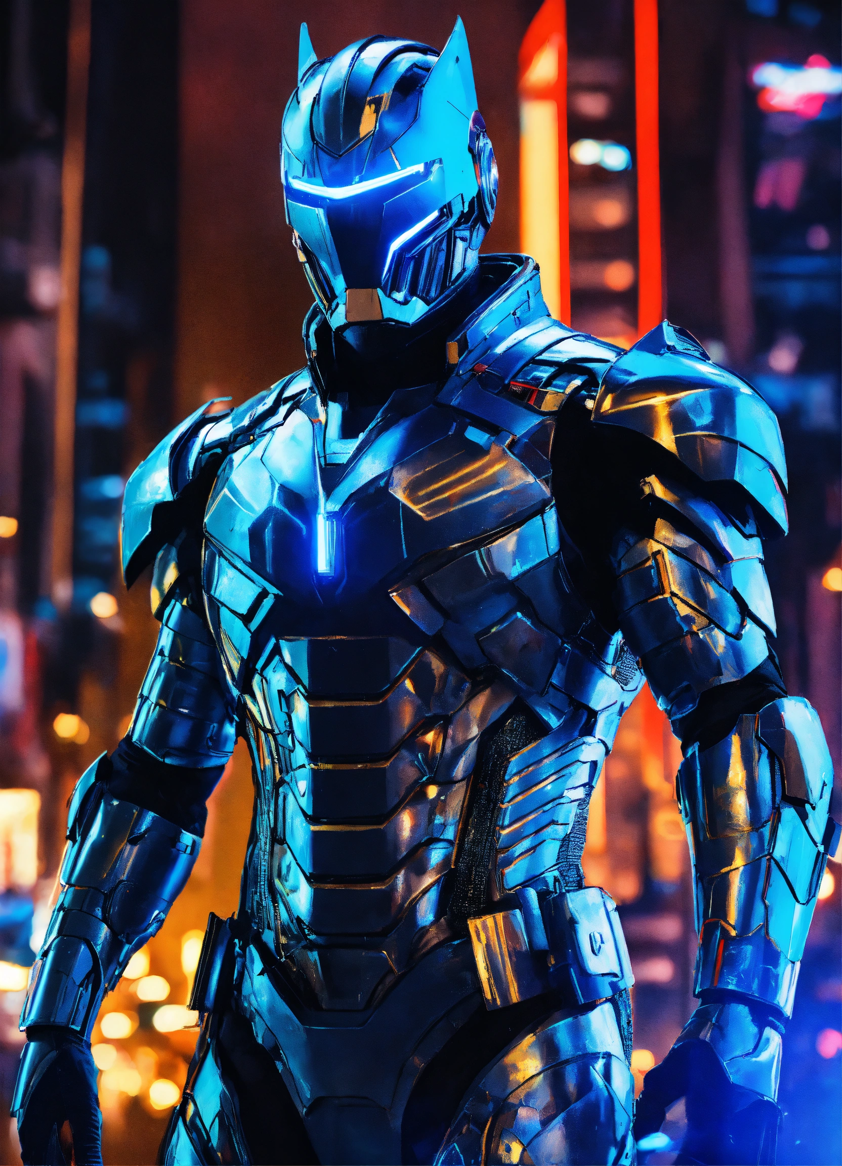 Lexica - Futuristic superhero, wearing a sleek and slim suit of armor ...