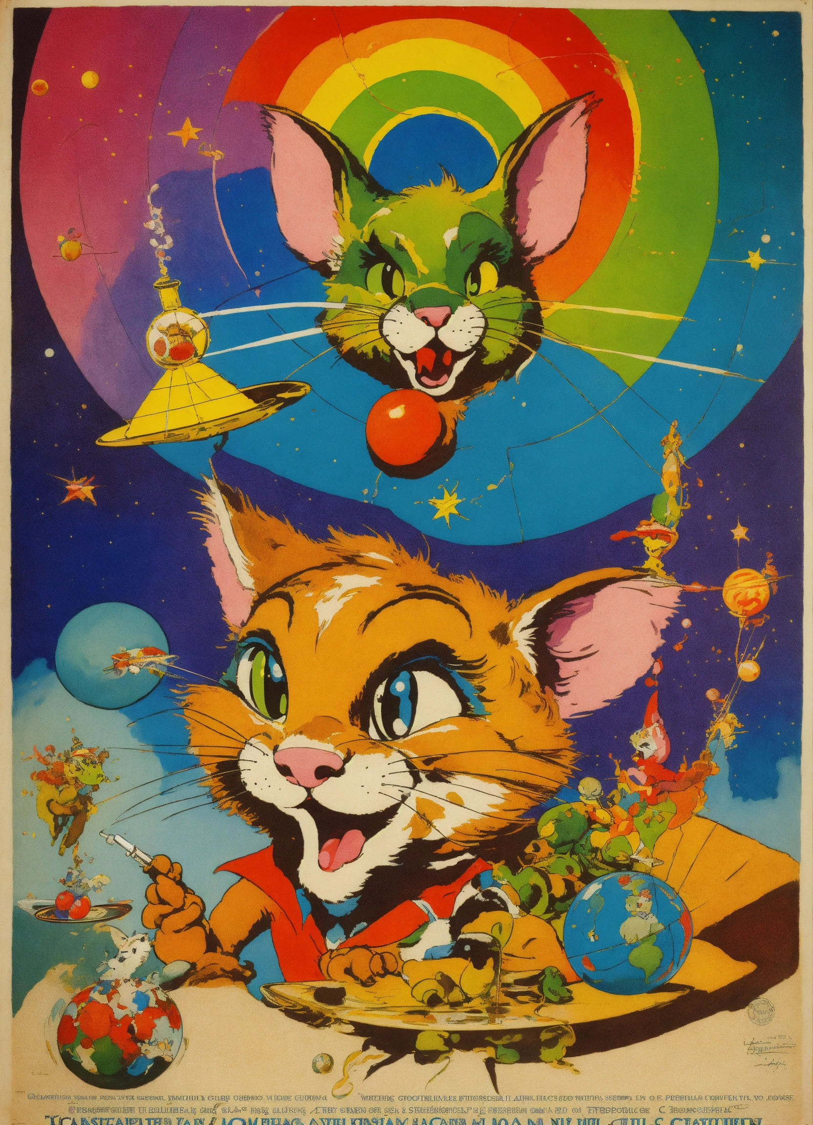 Lexica - Vintage poster tom and jerry smoking a pipe, abstract ...