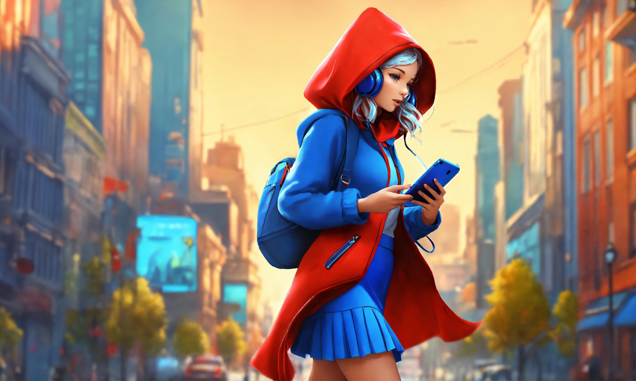 Lexica - Cartoons modern Red Riding Hood, wearing short blue skirt and ...