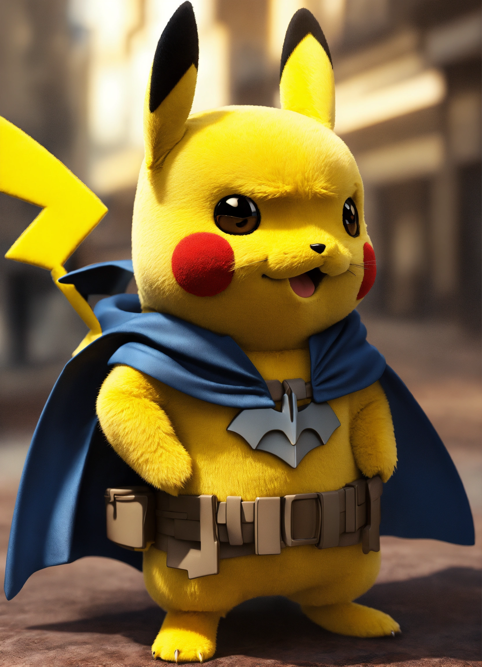 Lexica - A pikachu wearing the cloths of batman ,render oktan 3d