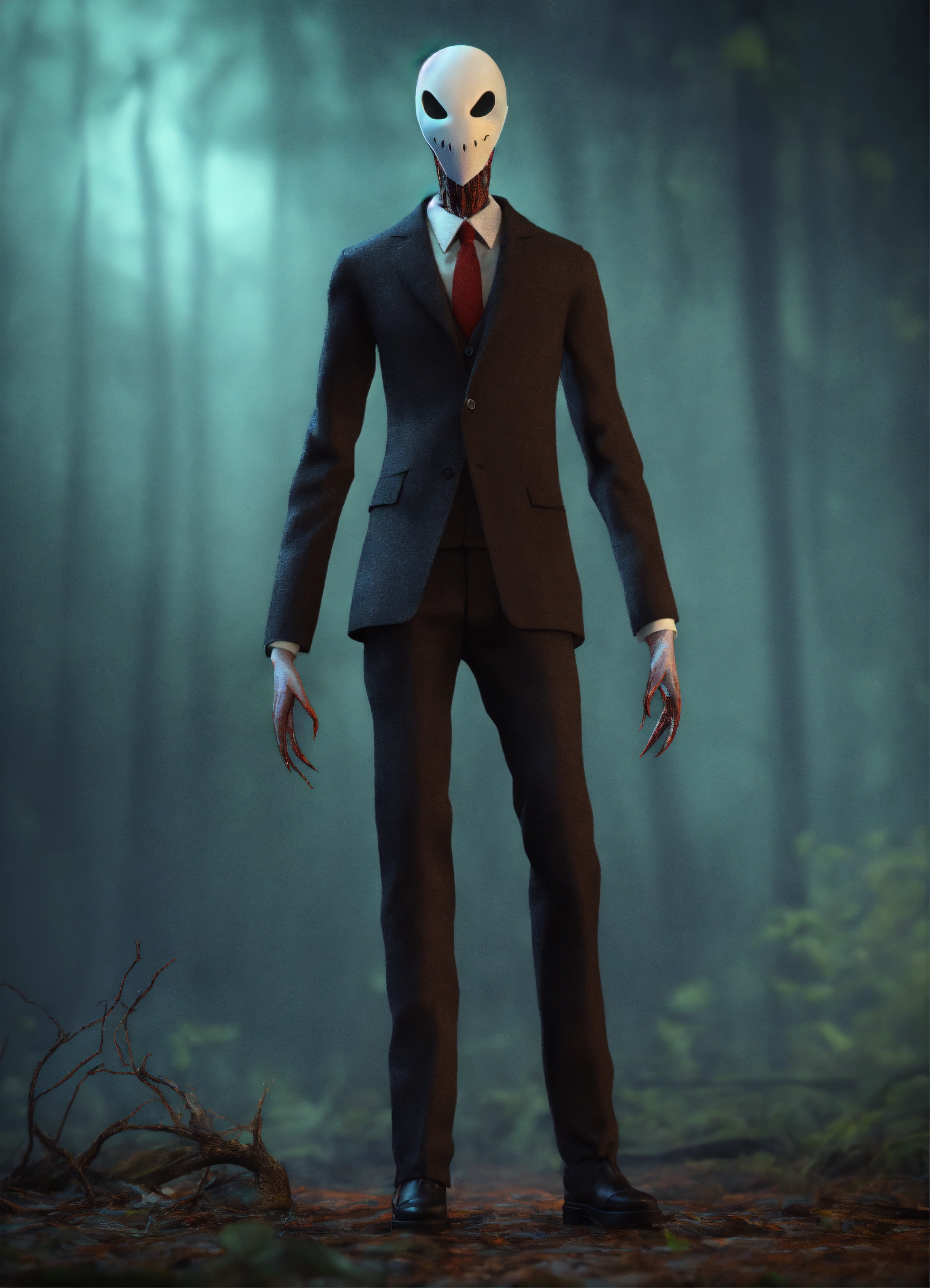 Lexica - Scary monster Slenderman from a legend Face only. 3d model